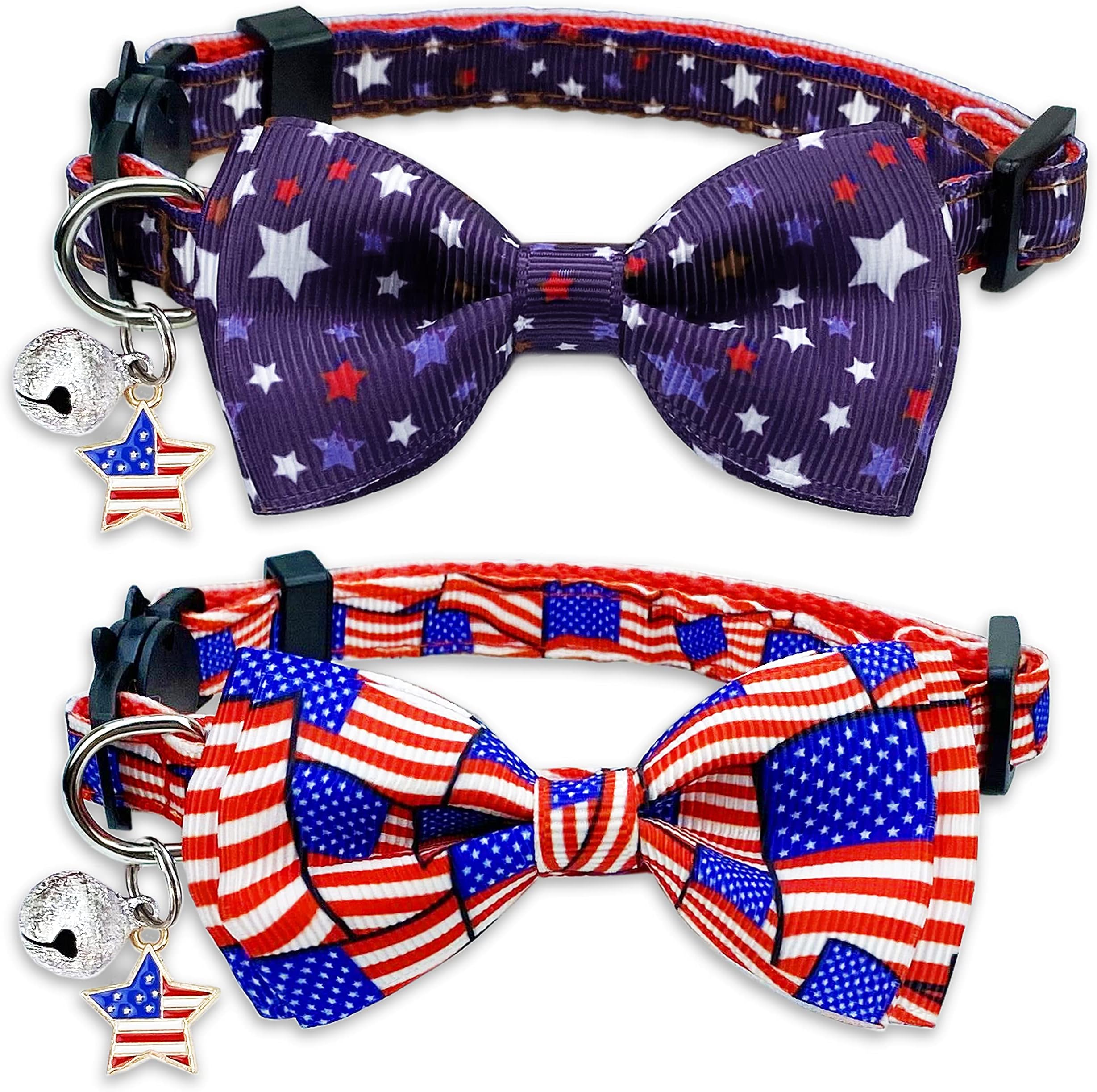 Pet Supplies : Miiemiu 4th of July Cat Collar with Bow Tie, Indepedence ...