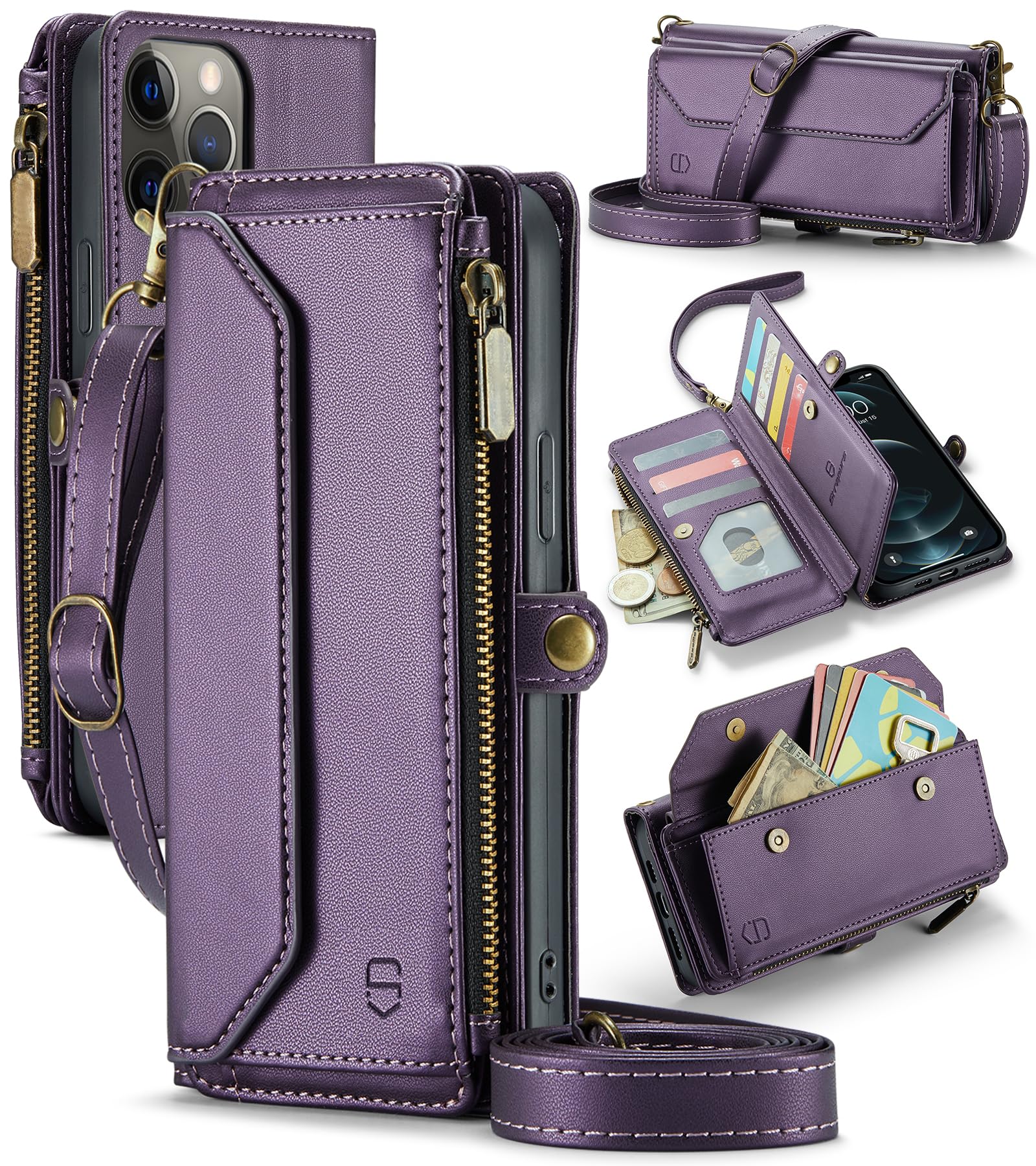 Strapurs Crossbody for iPhone 12 Pro Max Case Wallet?RFID Blocking ...