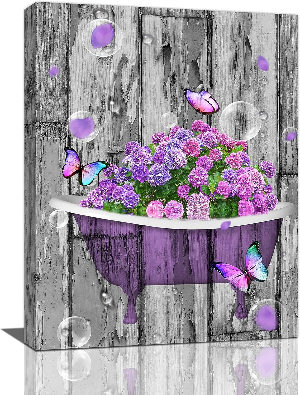 Amazon.com: Hydrangea Wall Art for Bathroom Purple Hydrangea in the ...