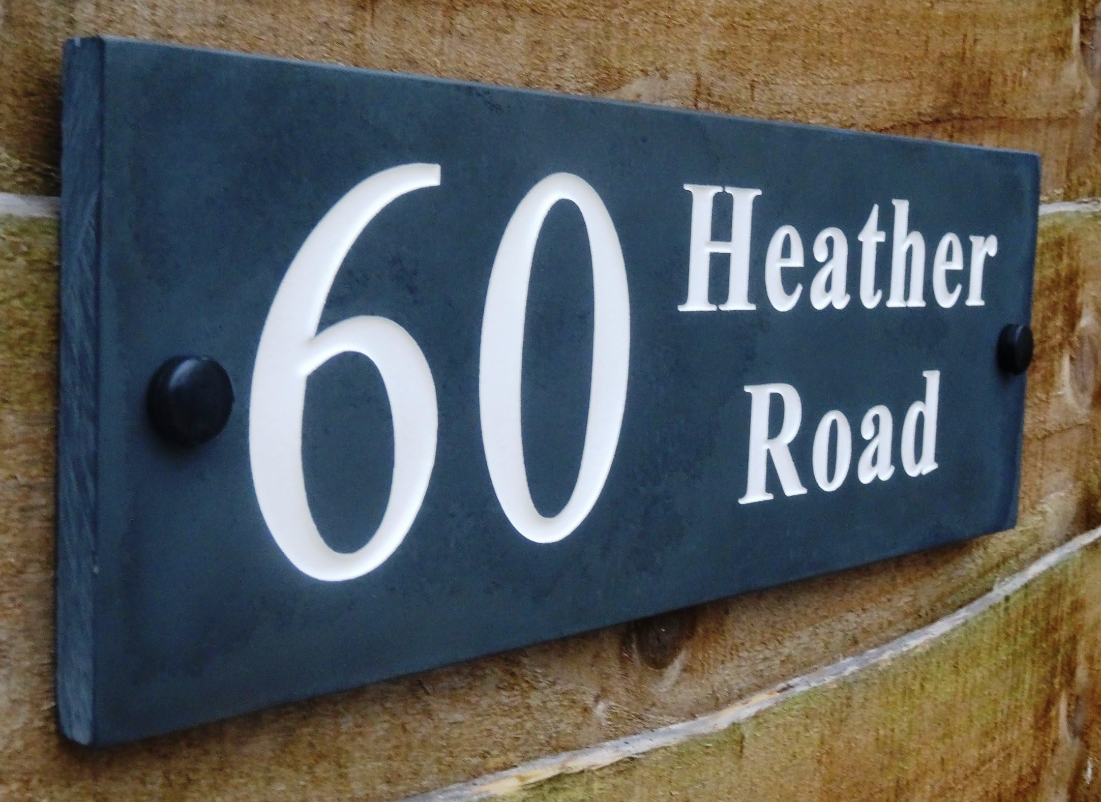 ukgifts Deep Engraved Honed Slate House Name Number Sign Plaque 30 x ...