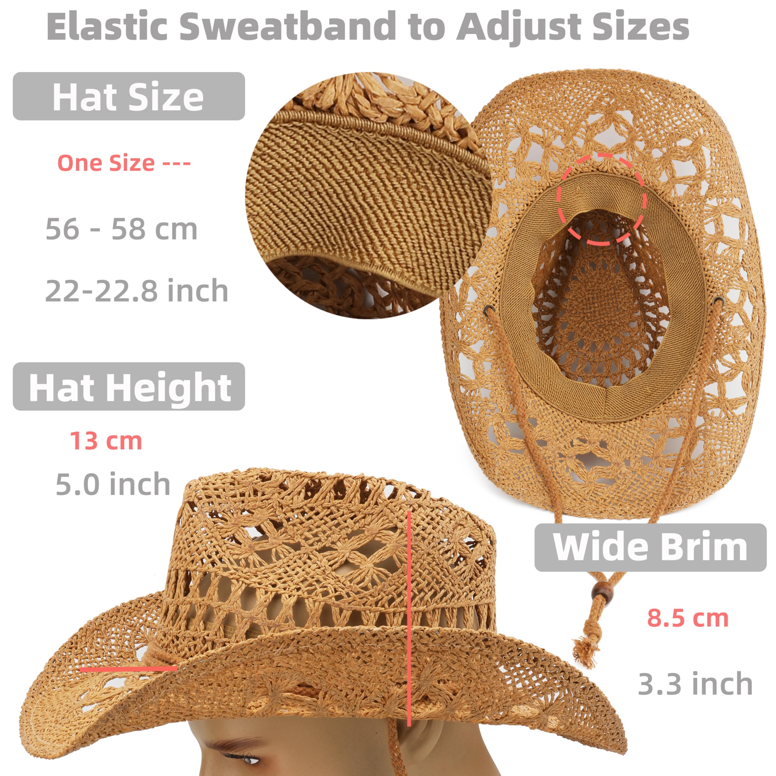 Snapklik.com : Melesh Straw Cowboy Hat For Women And Men