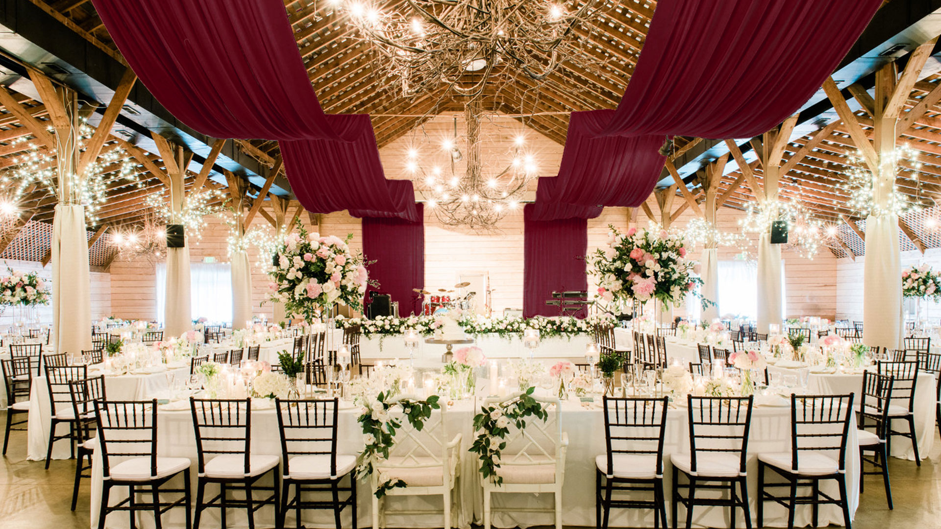 Burgundy Wedding Ceiling Decorations