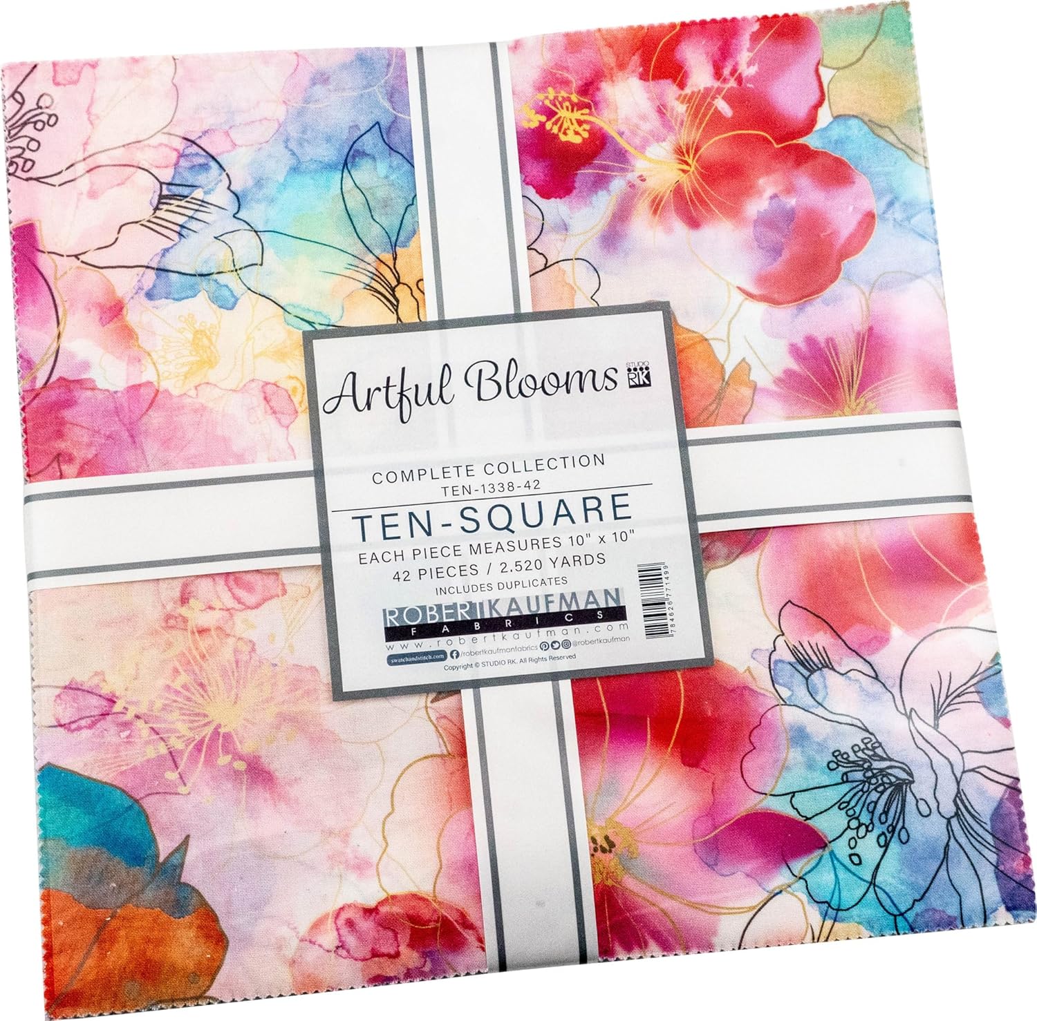 Amazon.com: Artful Blooms Ten Square 42 10-inch Squares Layer Cake ...