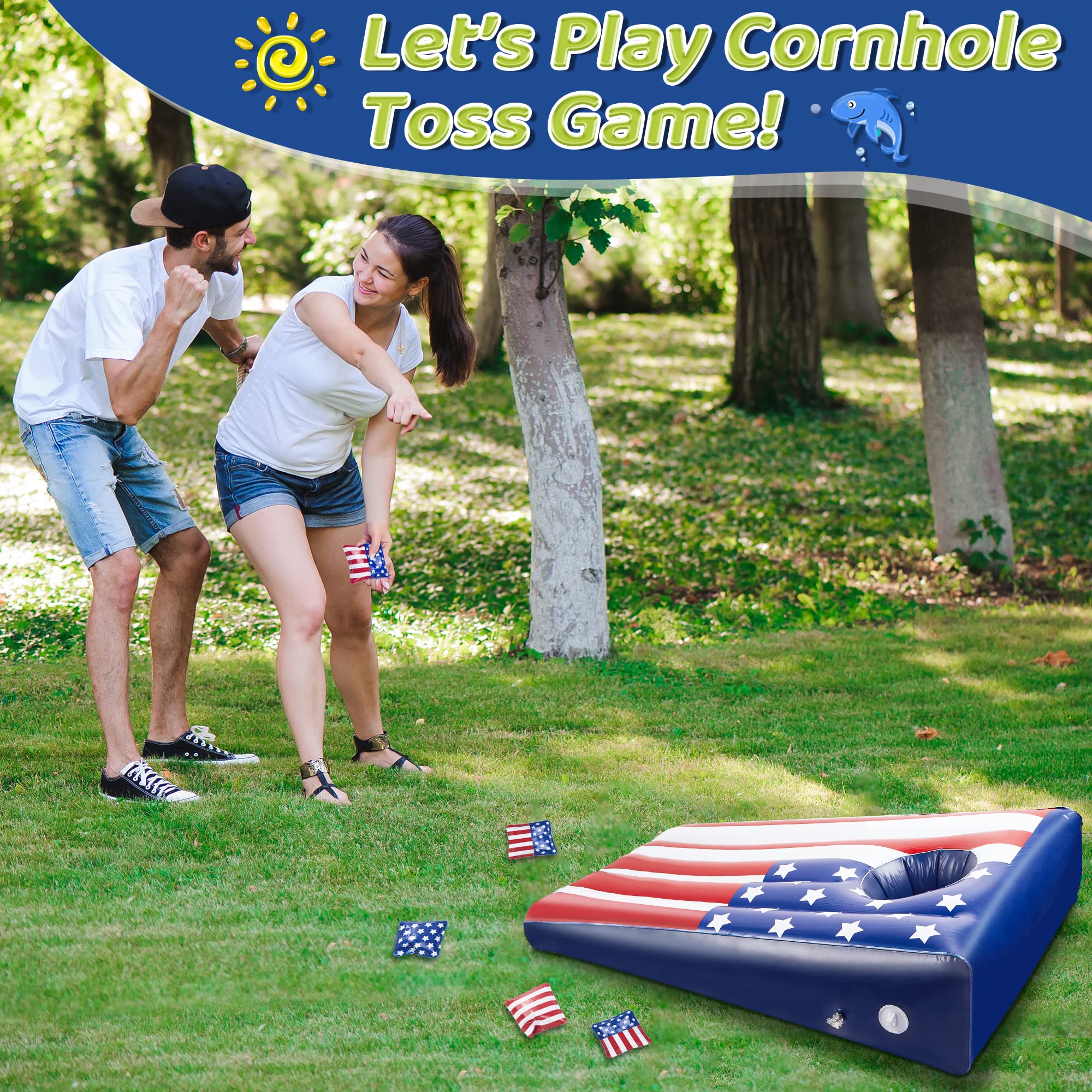 Snapklik.com : Hiboom Pool Cornhole Inflatable Bean Bag Toss Game Toy 2 ...