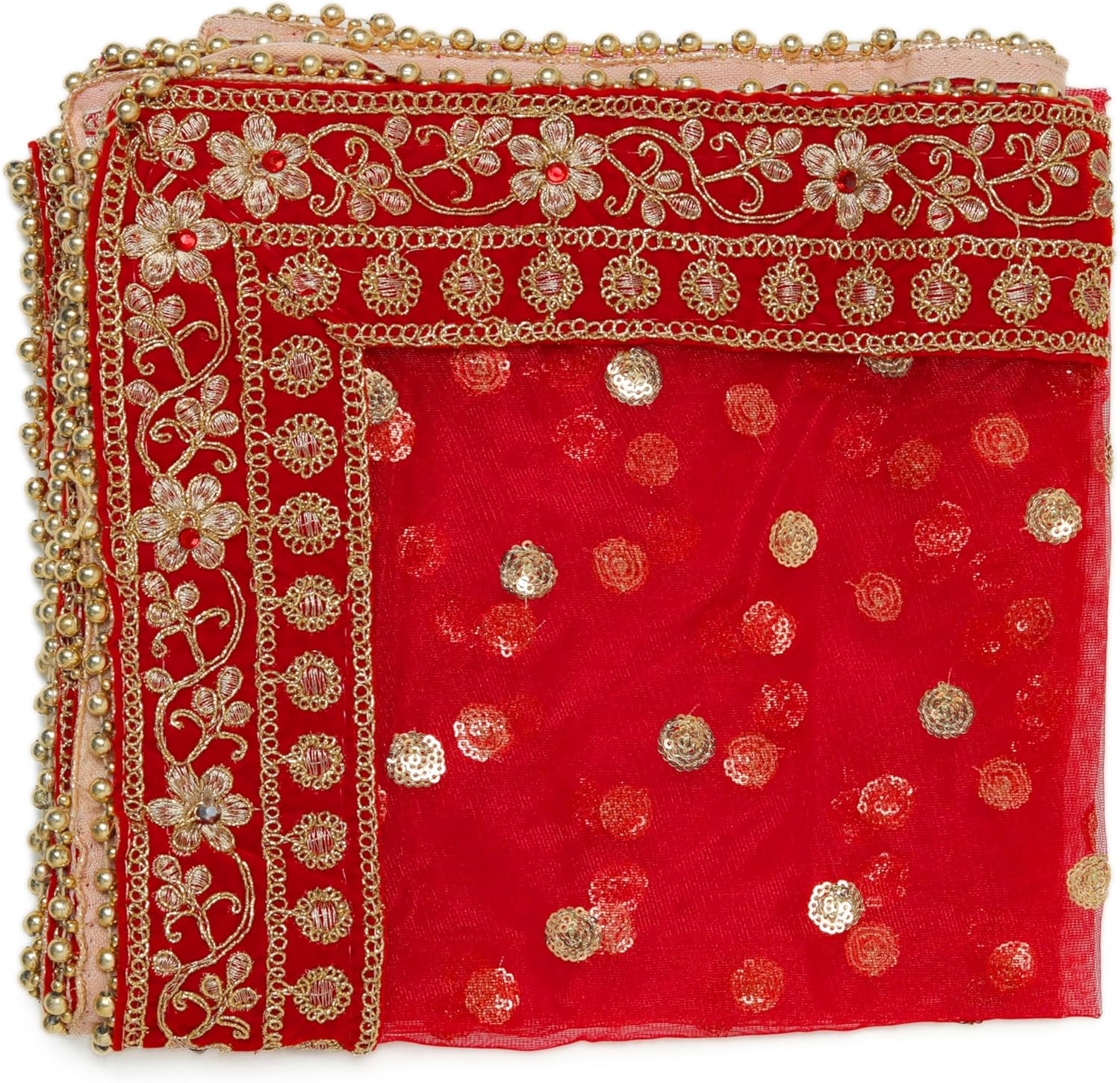 Amazon.com: Red Decorative Backdrop Netted Cloth Pooja Chunari Chunri ...