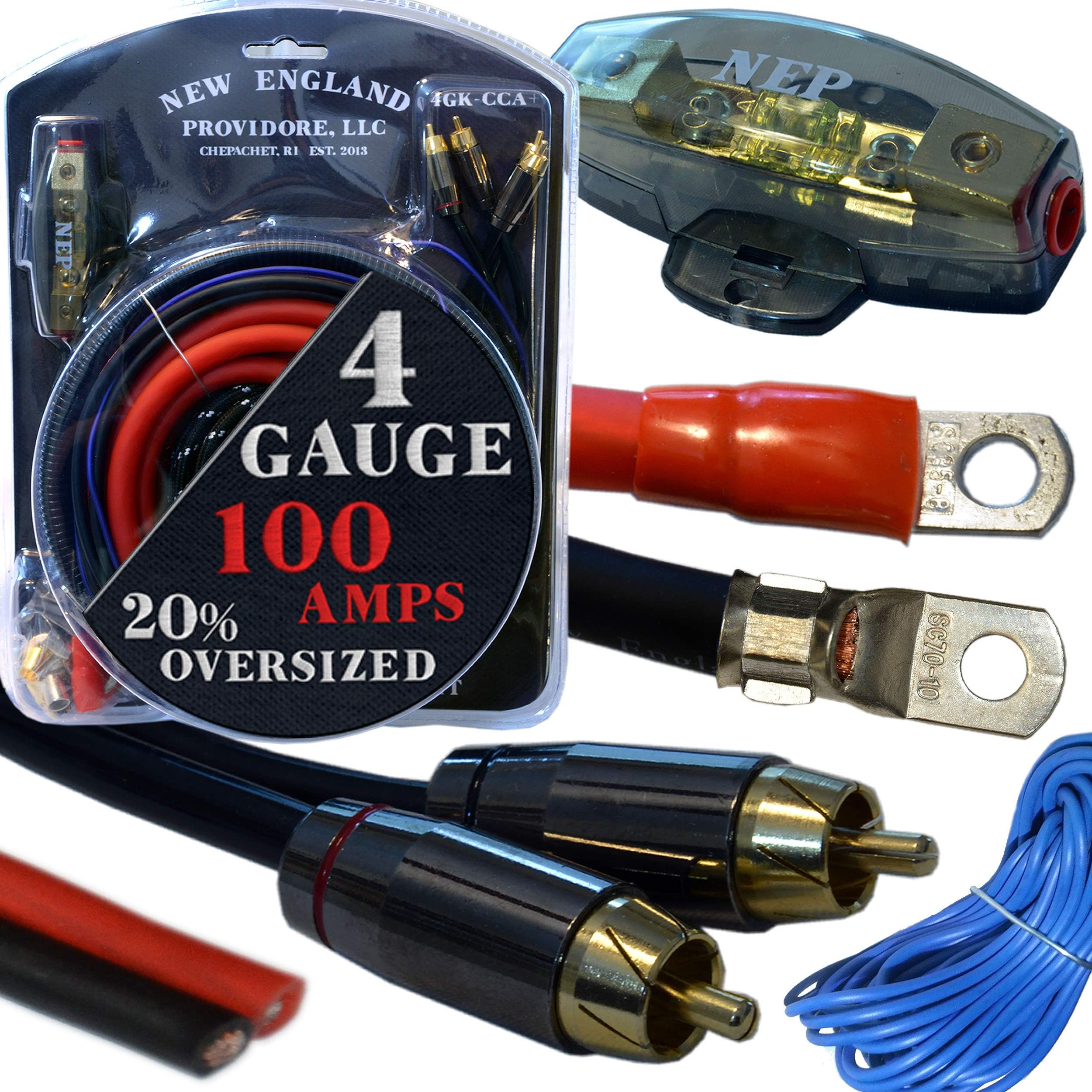 Amazon.com: 20 Foot 4 Gauge Amp Kit Featuring 20% Oversized Cables ...