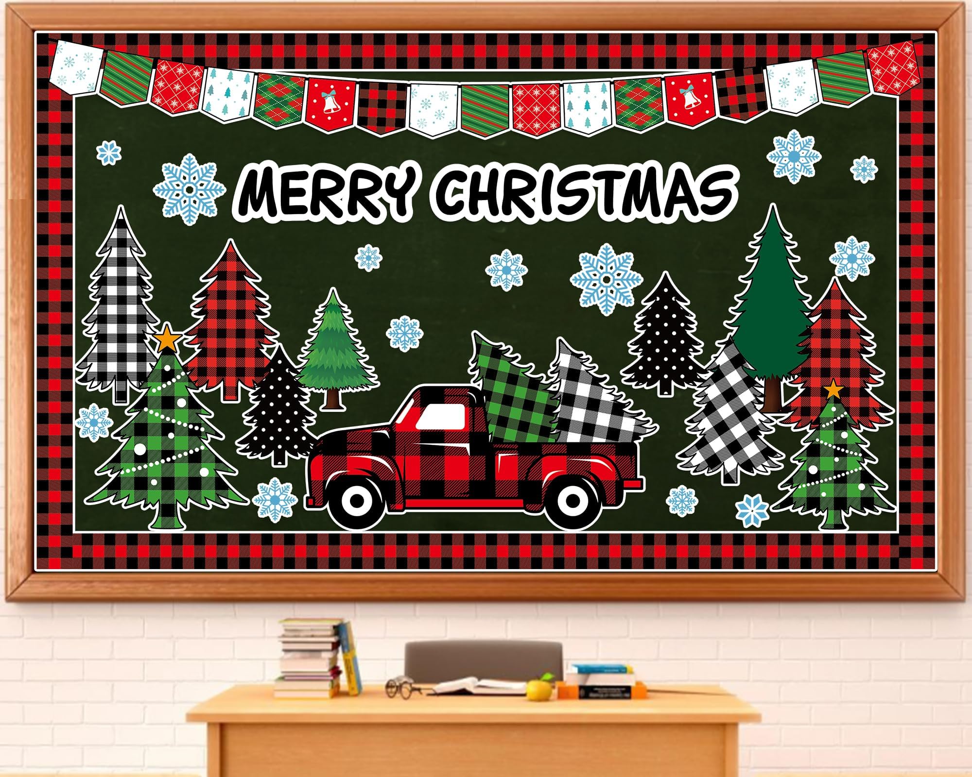 Amazon.com: Christmas Bulletin Board Decoration Set Merry Paper Cutouts ...