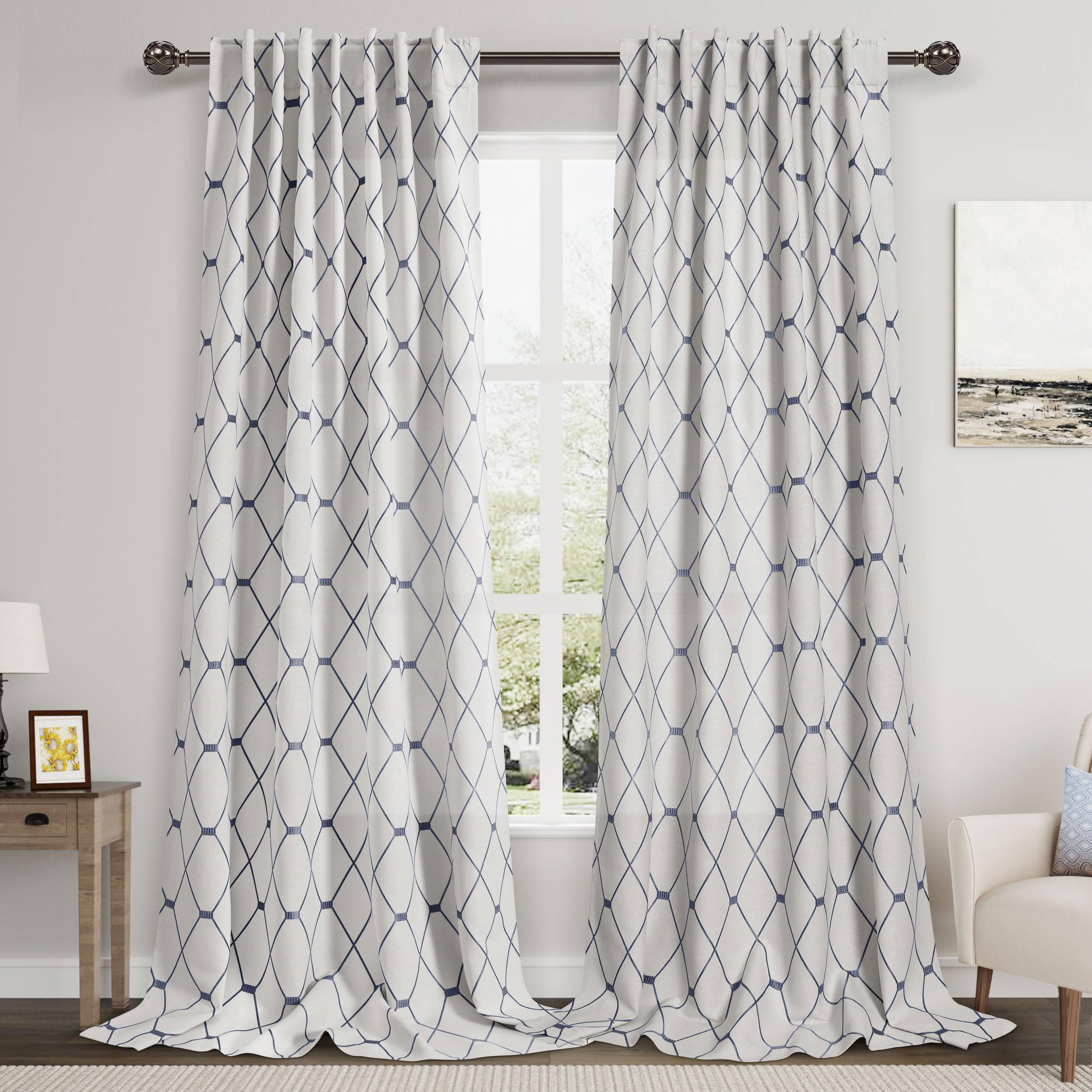 Cream And Navy Curtains