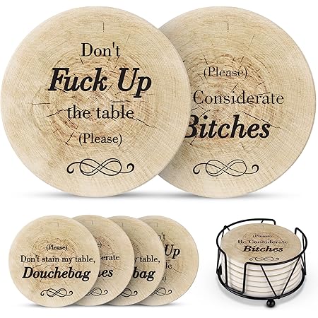 Amazon.com: Funny Coasters for Drinks with Holder - Absorbent Drink ...