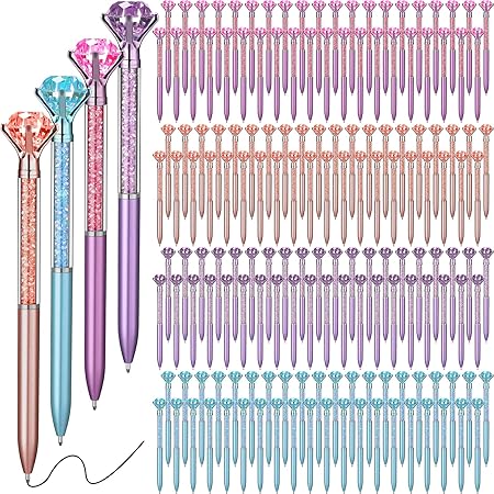 Amazon.com : 100 Pack Big Crystal Diamond Pens Cute Ballpoint Pens ...