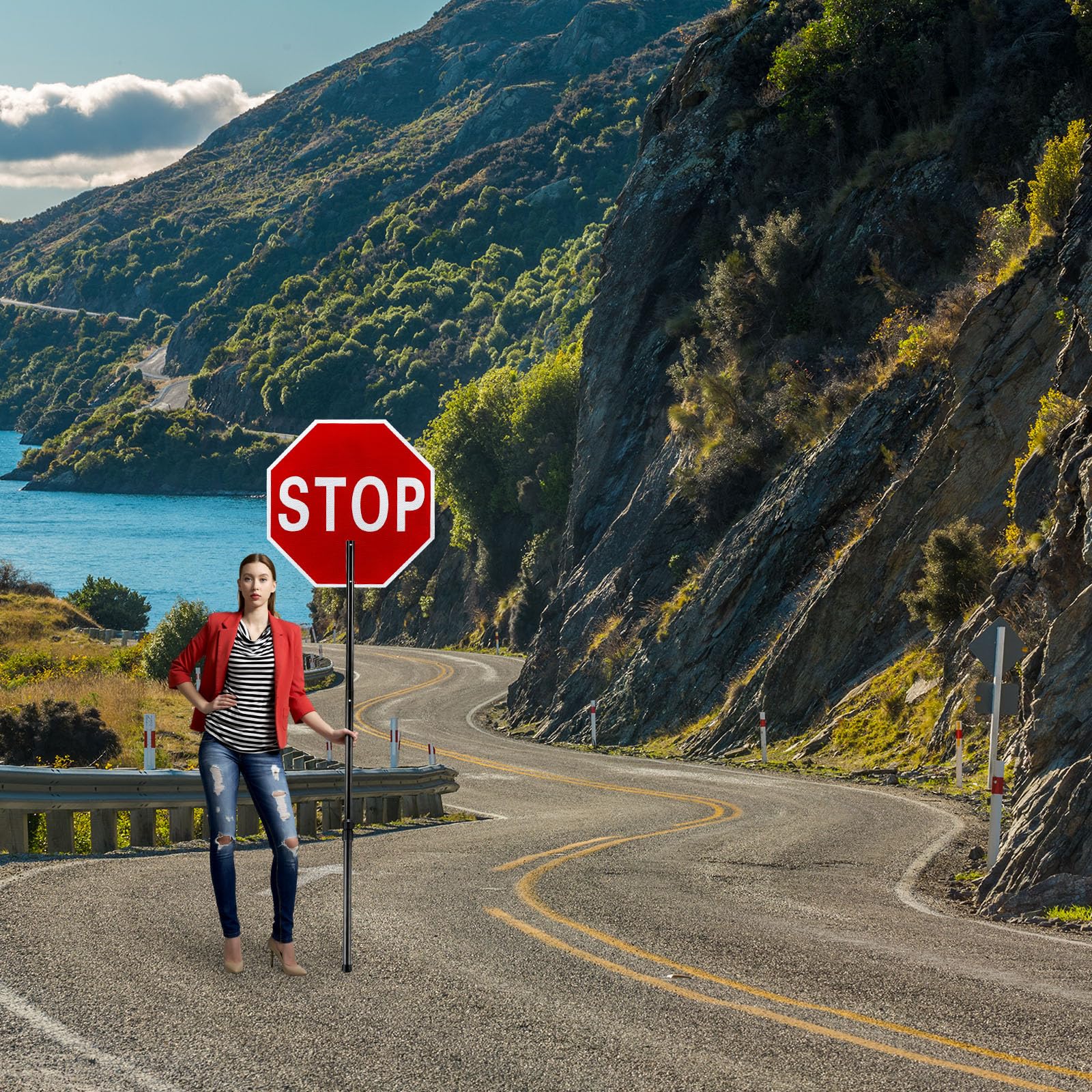 Snapklik.com : Kanayu 24 Flagger Helper Slow And Stop Paddle Signs
