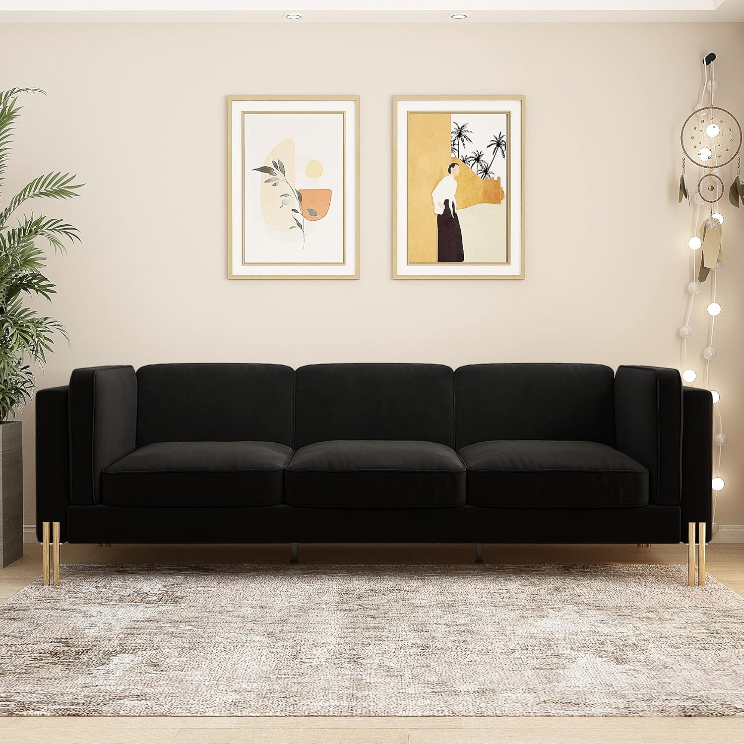 Amazon.com: MoLiFaning 95" Wide 3 Seat Modern Luxury Velvet Sofas ...