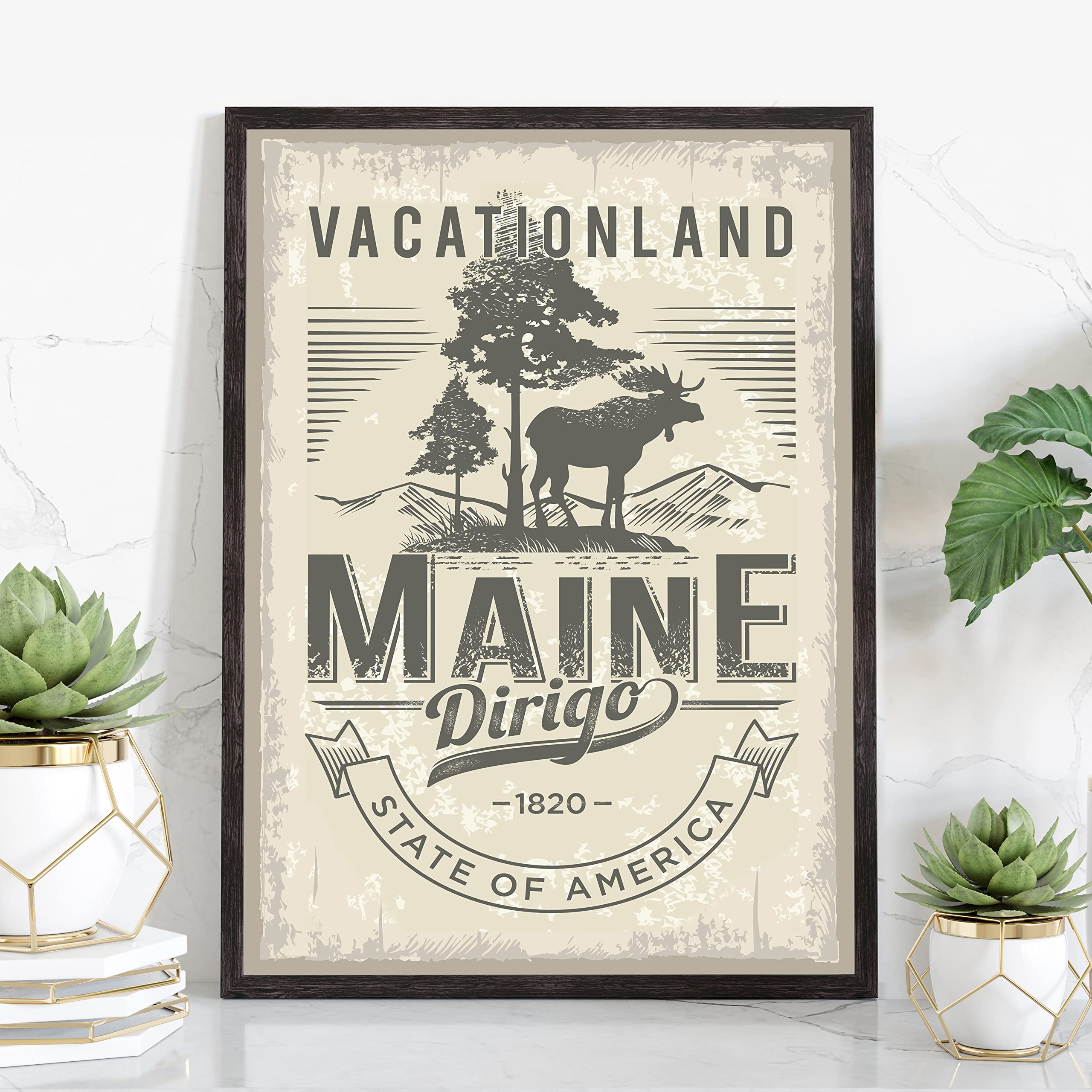 Amazon.com: Maine State Poster Print, Maine State Emblem Poster, Maine ...