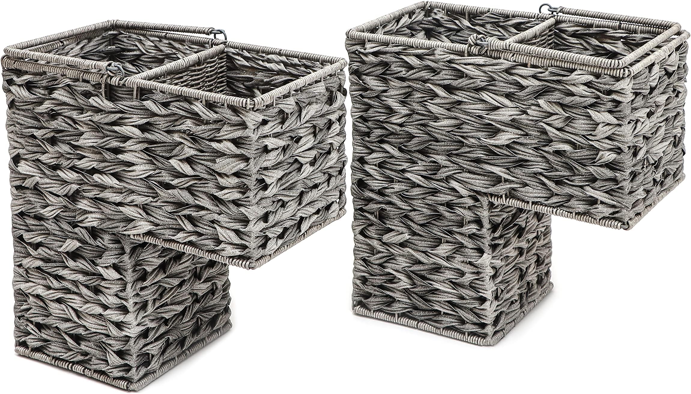 Amazon.com: Villacera 14-Inch Wicker Stair Case Basket with Handles ...