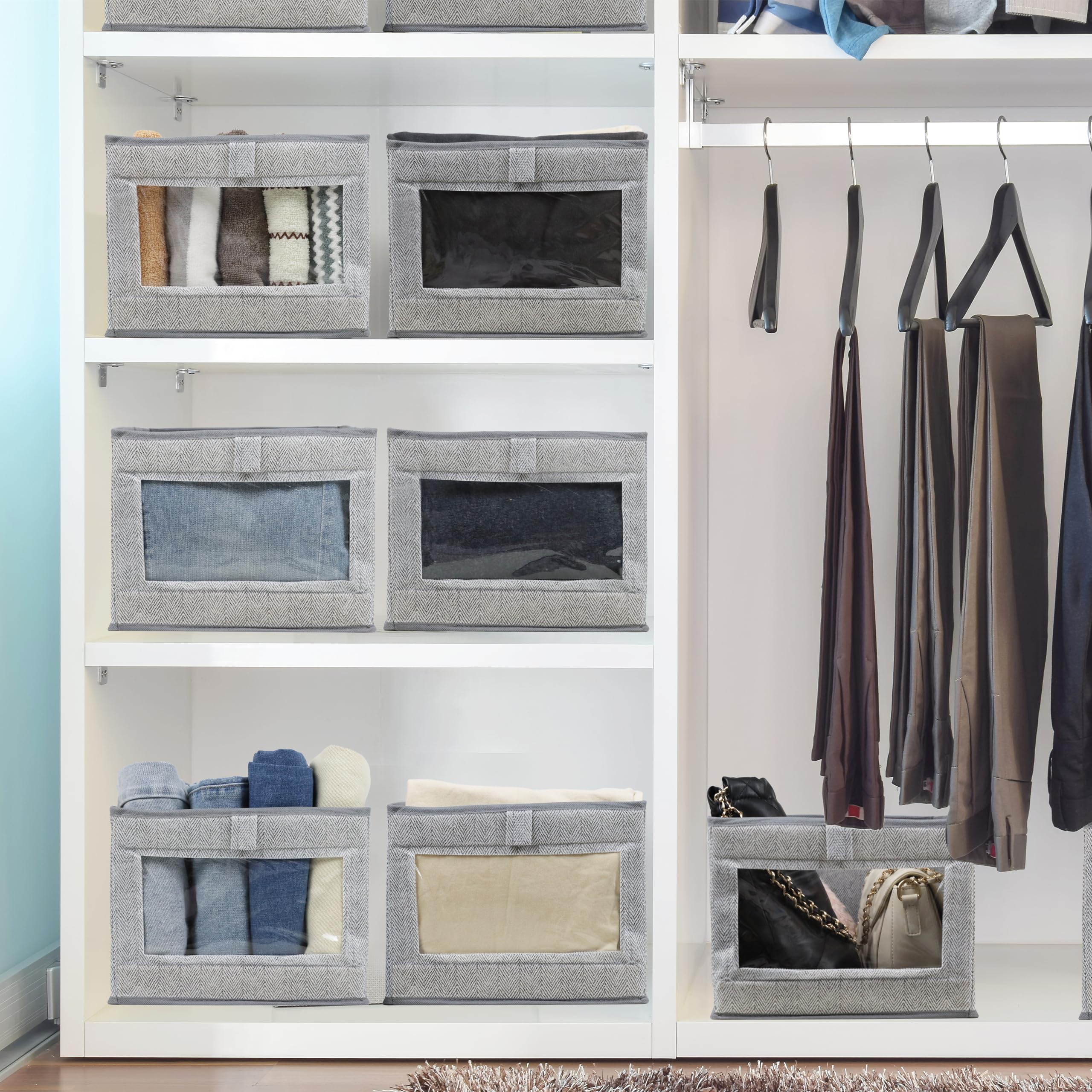 Snapklik.com : Fabric Collapsible Storage Bins, Set Of 3 Organizer Bin