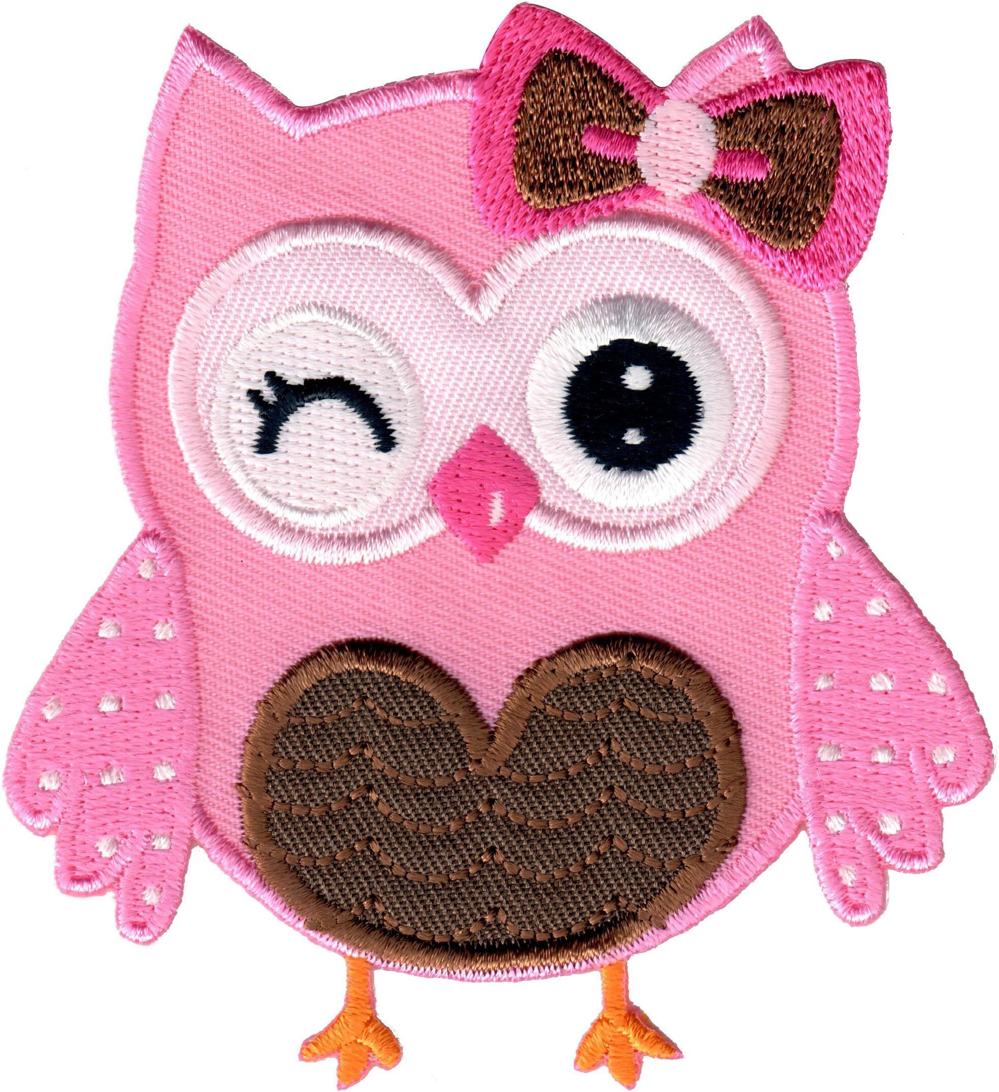 PatchMommy Owl Patch, Iron On/Sew On (Pink and Brown) - Embroidered Applique Motif for Children ...