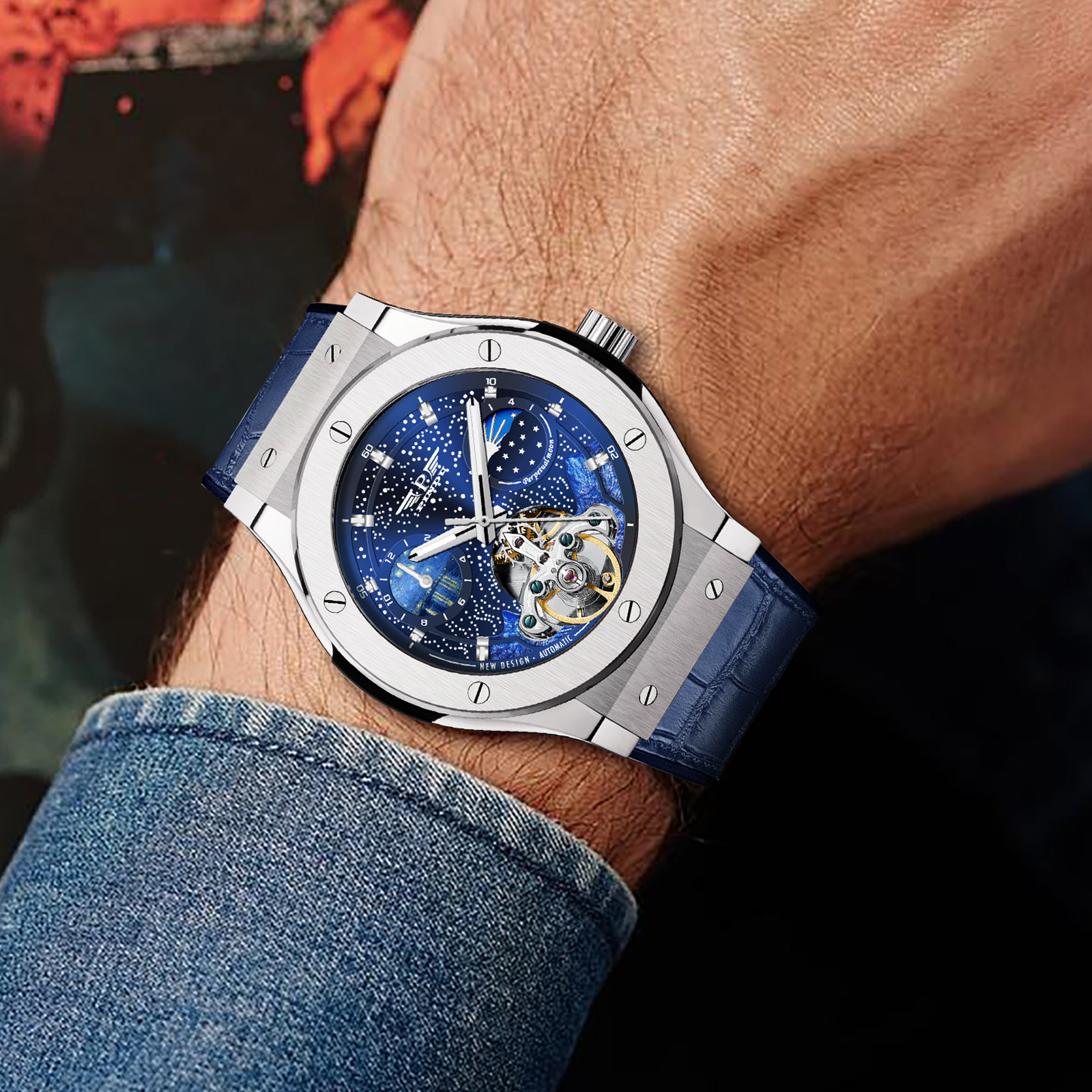 Watch Automatic Watches for Men, Stainless Steel Case Skeleton on ...