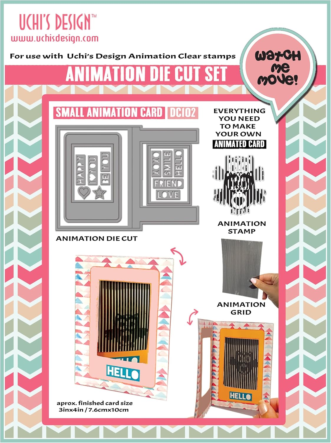 Uchis Design Animation Envelopes, Die Cuts & Clear Stamp Combo (10 x 7. ...