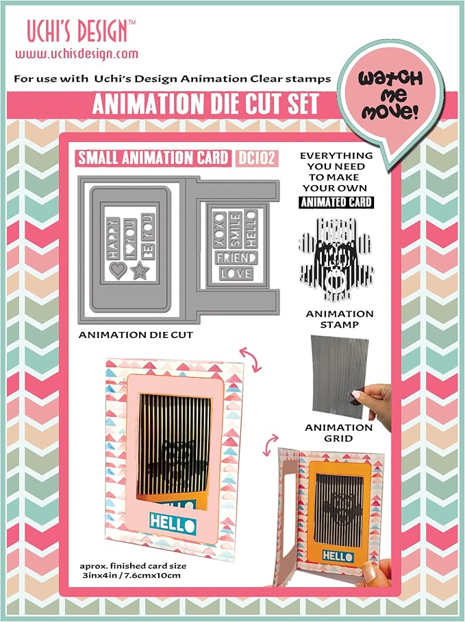 Amazon.com: UCHI Design Animation Envelopes, Die Cuts & Clear Stamp ...