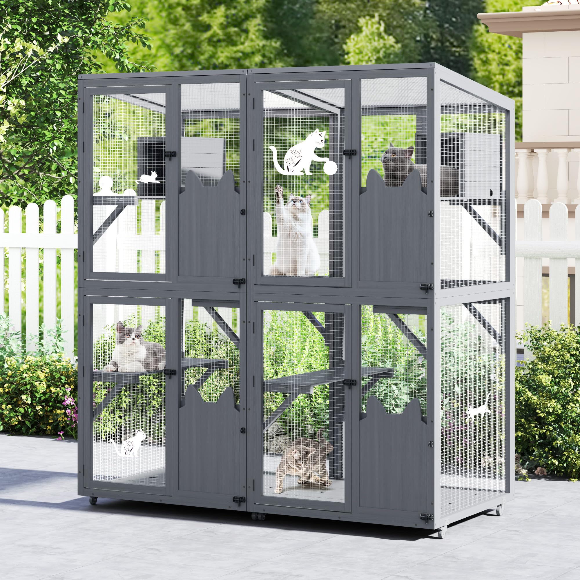 Amazon.com : COZIWOW Large Catio Outdoor Cat Enclosure Window Access ...