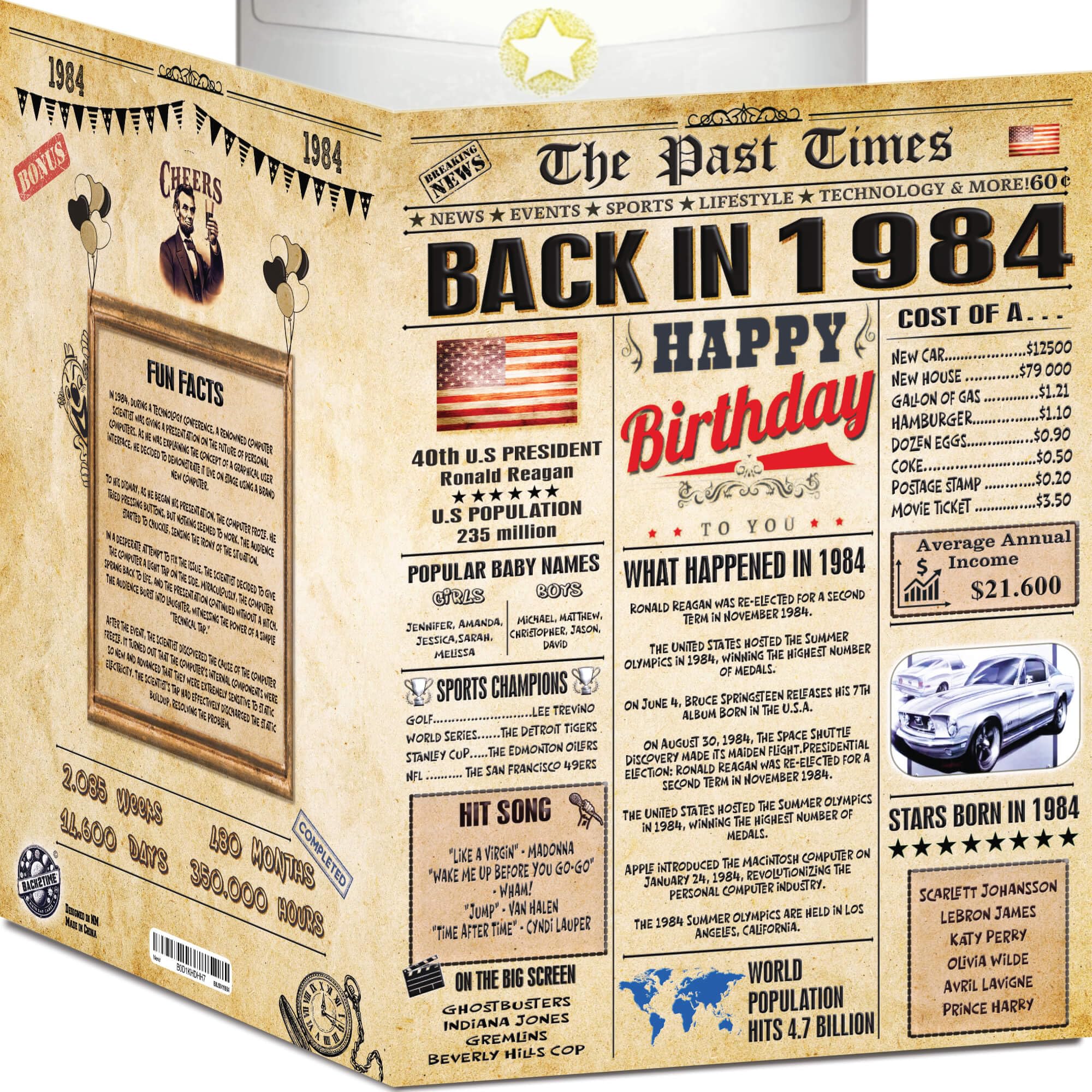 Amazon.com : 41st Birthday Card for Women Men - Back In 1984 Newspaper ...