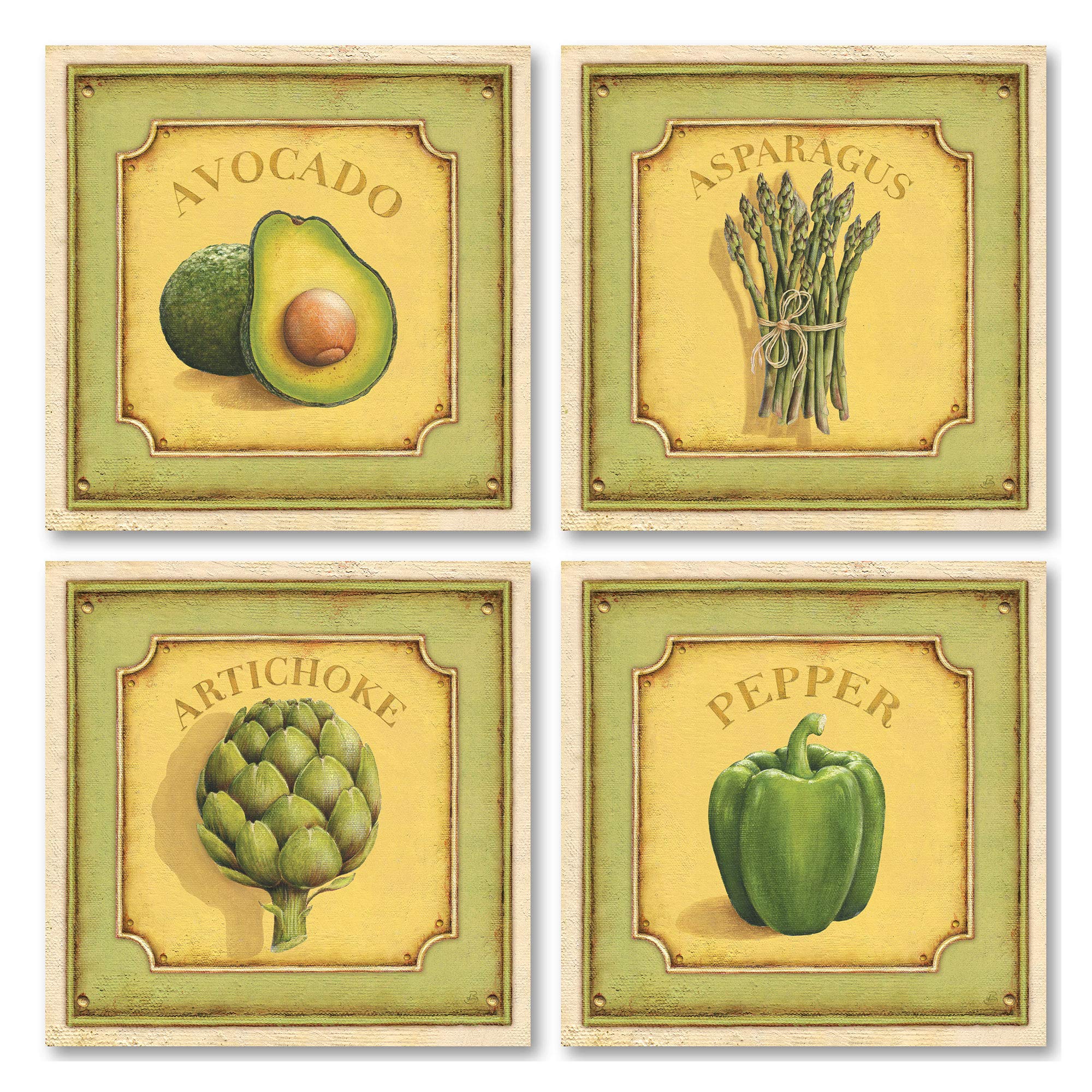 Amazon.com: Gango Home Décor Vintage Produce Signs; Avocado Asparagus ...