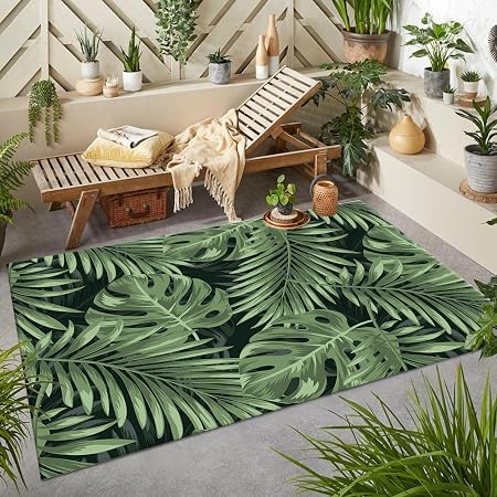 Amazon.com: LHOMKCV Tropical Monstera Area Rug, 3x5ft, Natural Jungle ...