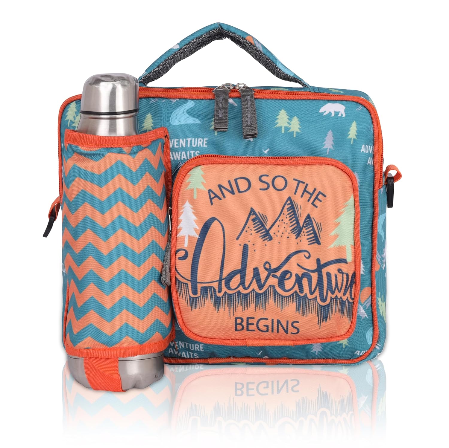 Buy Echo Boomers Orange Adventrue Print Insulated Tiffin Lunch Bags for ...