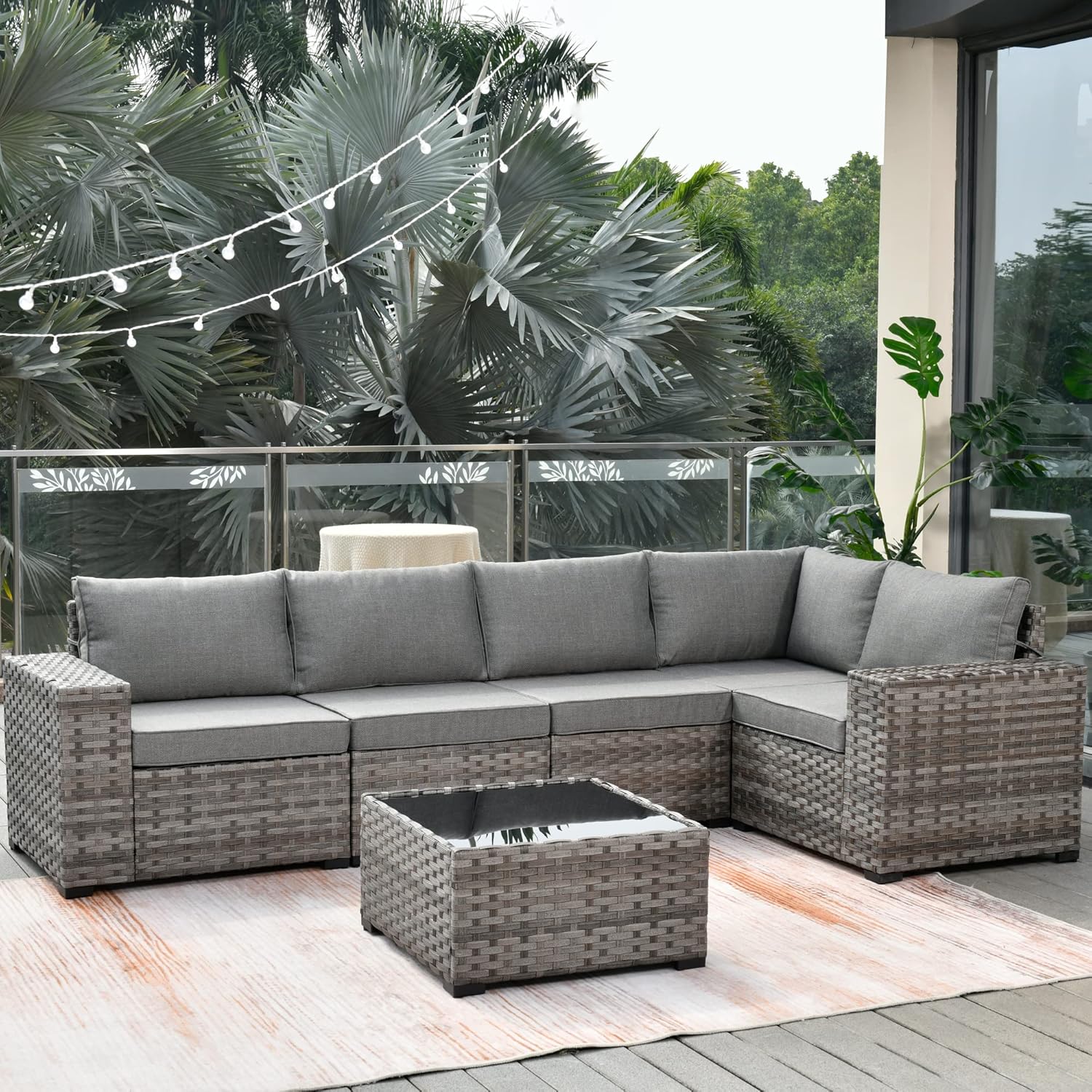 Amazon.com: XIZZI Patio Furniture Set Outdoor Sectional Sofa 6 PCS PE ...