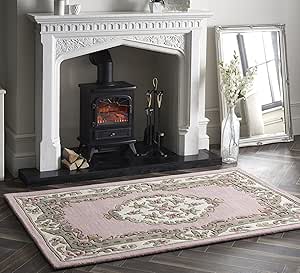 Lotus Premium Traditional Rug Aubusson Wool Heavy Thick Floral Hand ...