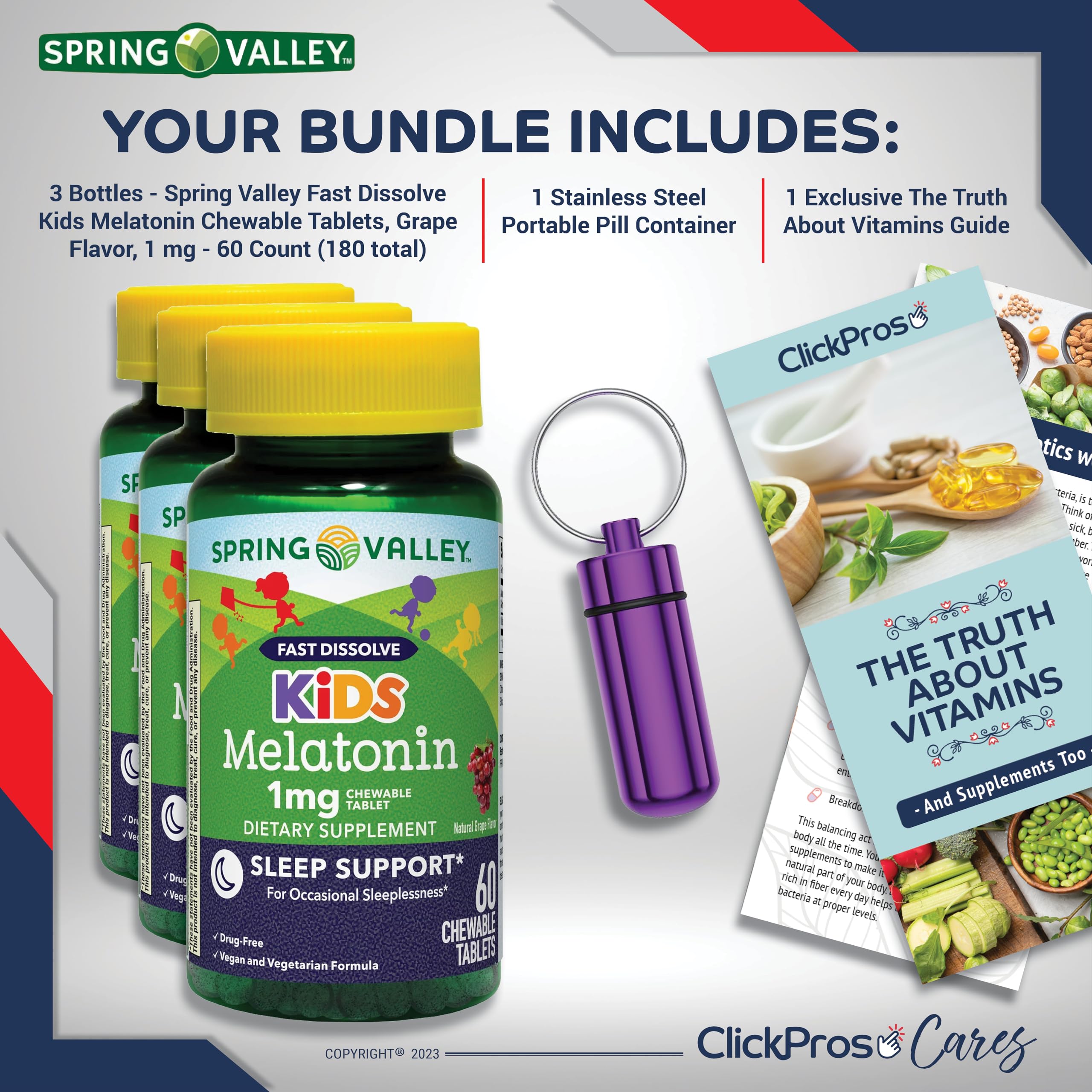 Snapklik.com : Spring Valley Kids Melatonin Chewable Tablets 1mg 60 ...