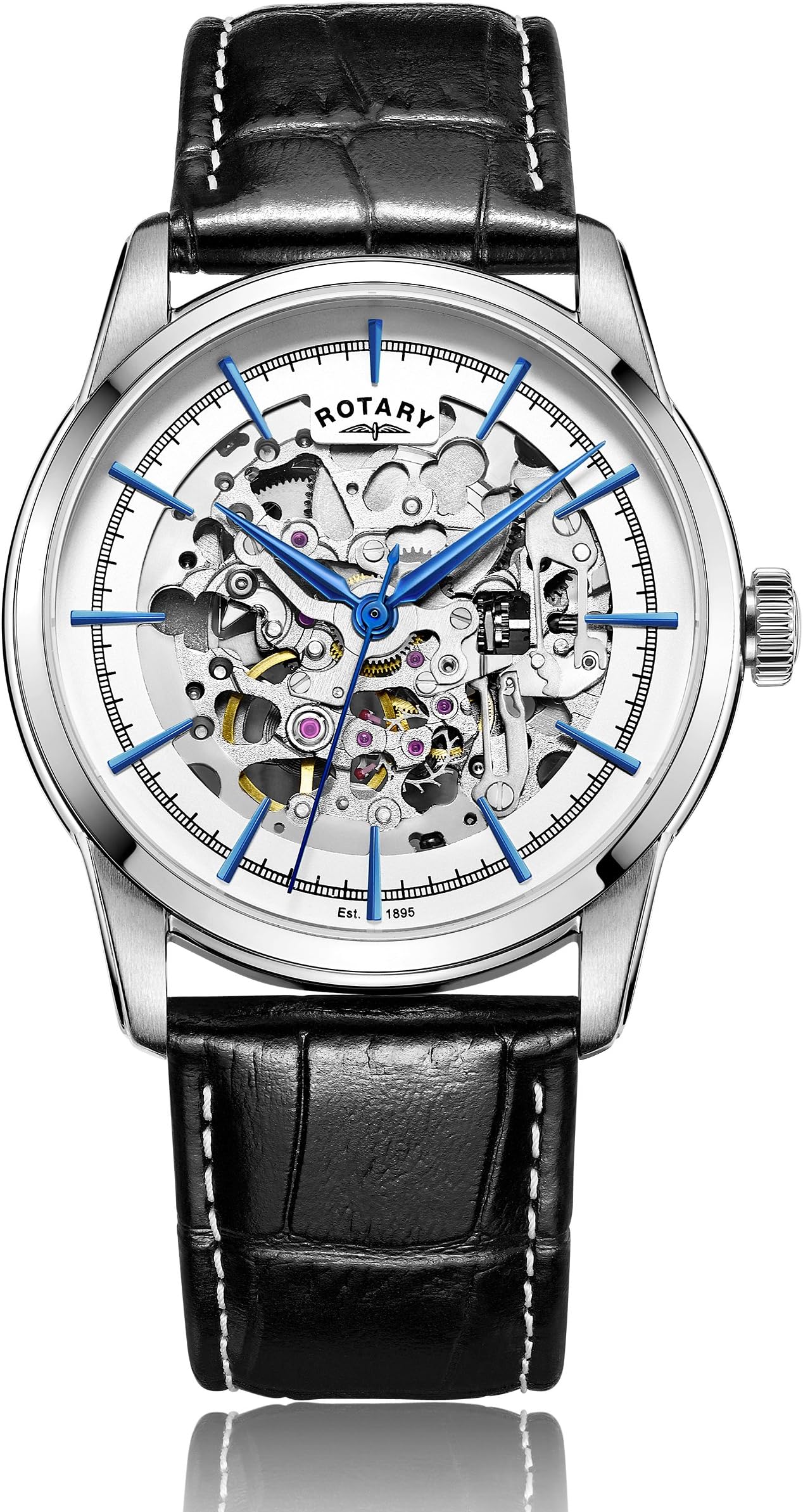 Rotary Men's Automatic Watch with Silver Dial Analogue Display and ...