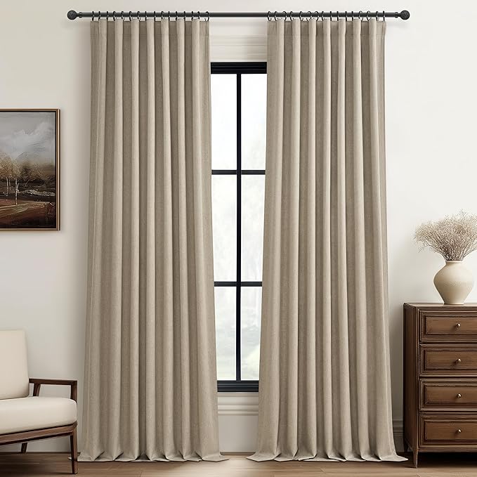 Amazon.com: QJmydeco GreyBeige 108 Inch Curtains 2 Panel Set Burg ...