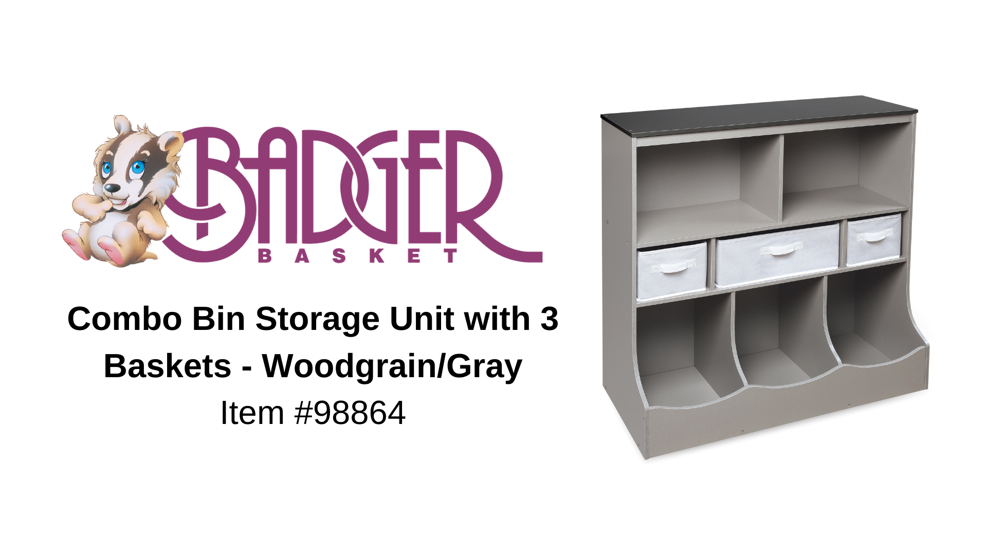 Watch Badger Basket Combo Bin Storage Unit with 3 Baskets - Gray on ...