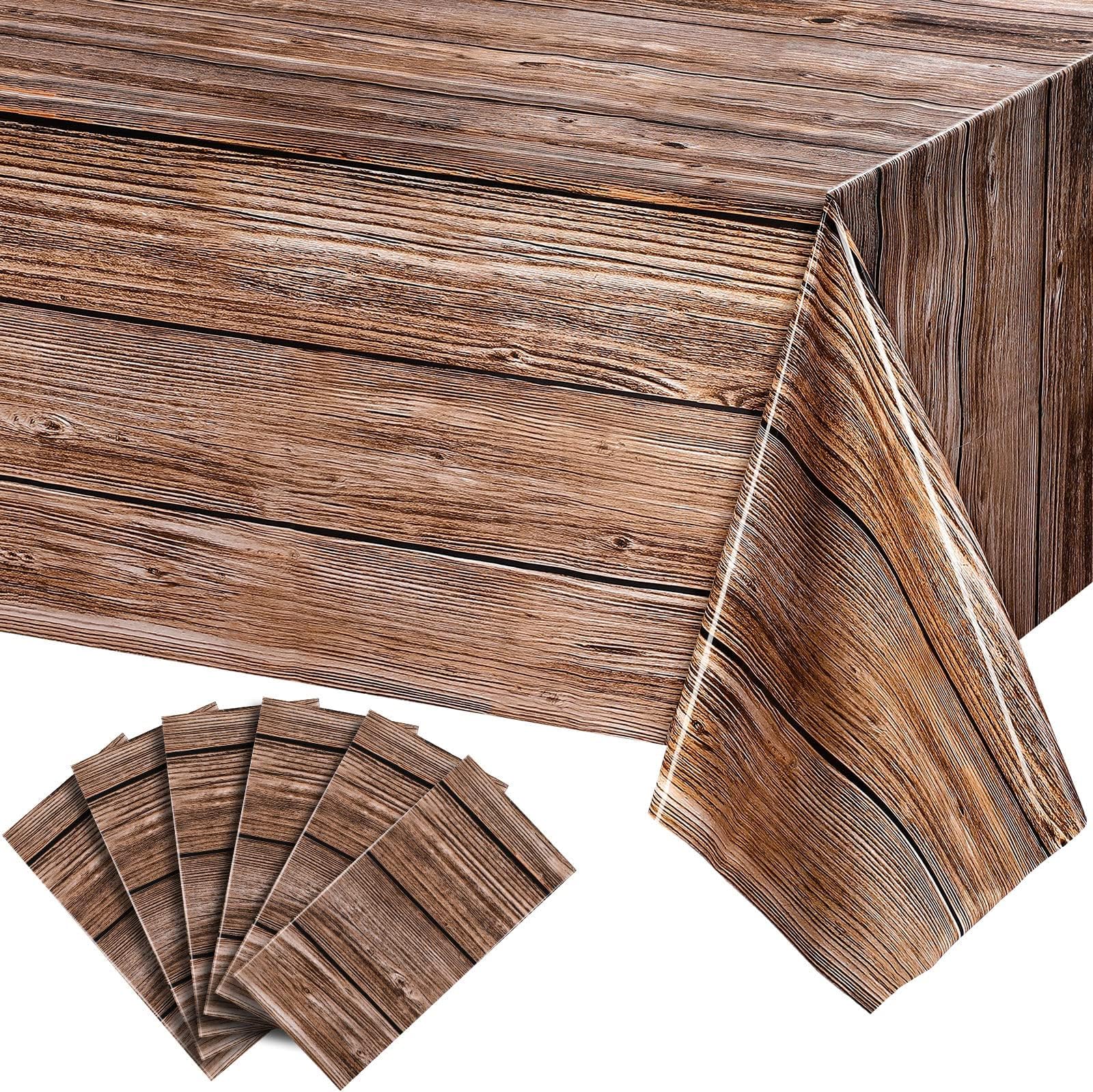 Amazon.com: Iconikal Woodgrain Plastic Tablecloth Table Cover, Knotted ...
