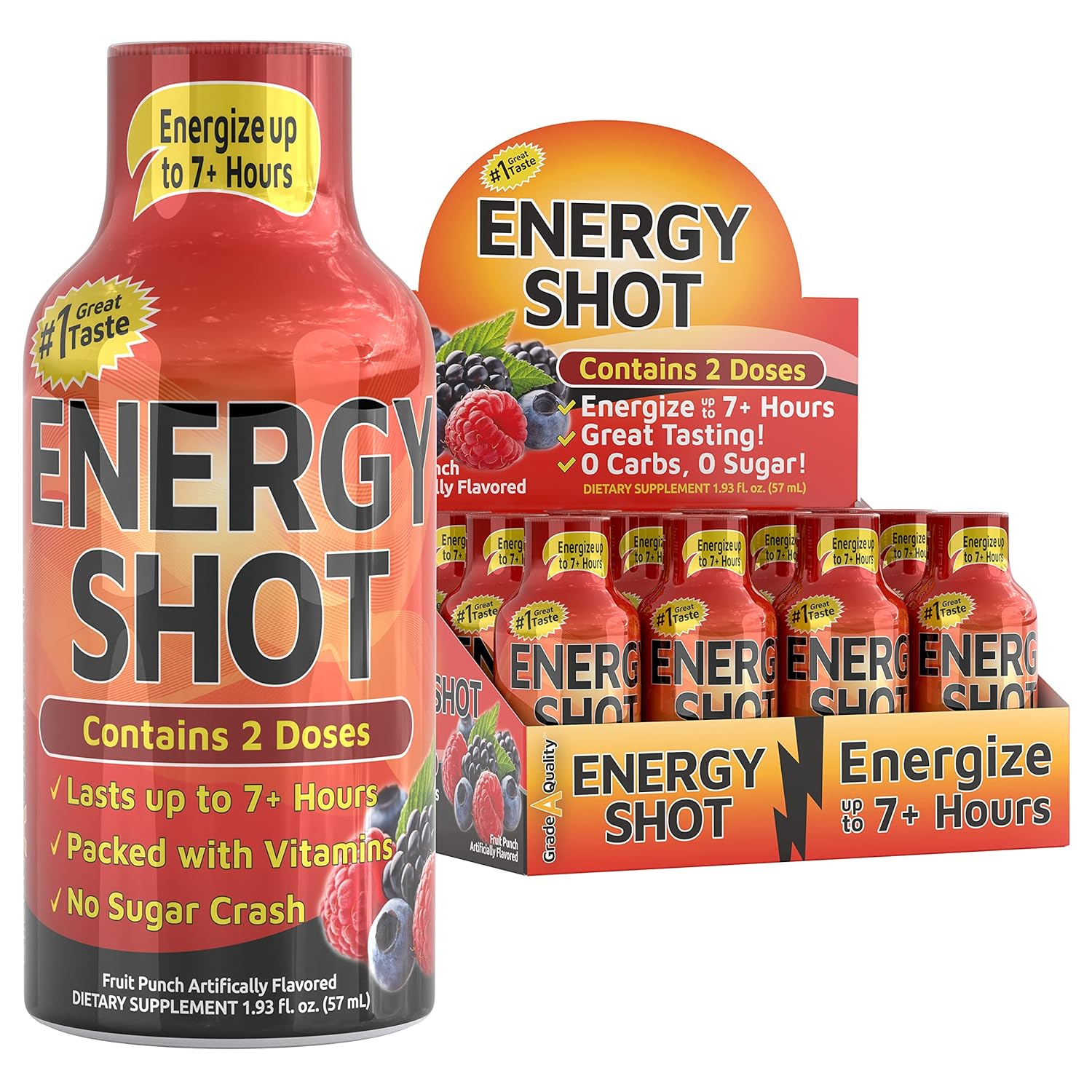 Amazon.com: Grade A Quality Shots, Fruit Punch Flavor, Up to 7+ Hours ...
