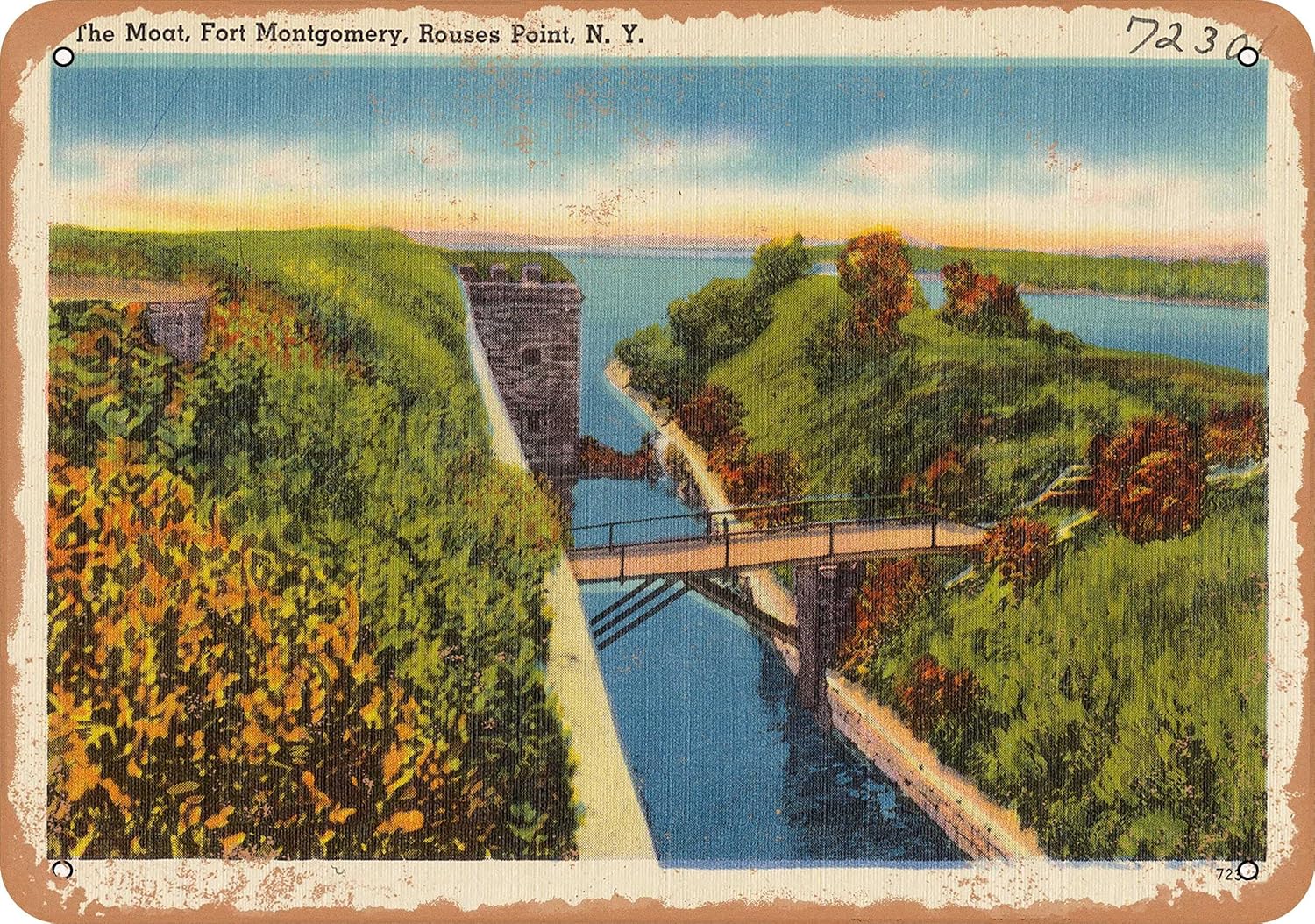 Amazon.com: 10 x 14 METAL SIGN - New York Postcard - The moat, Fort ...