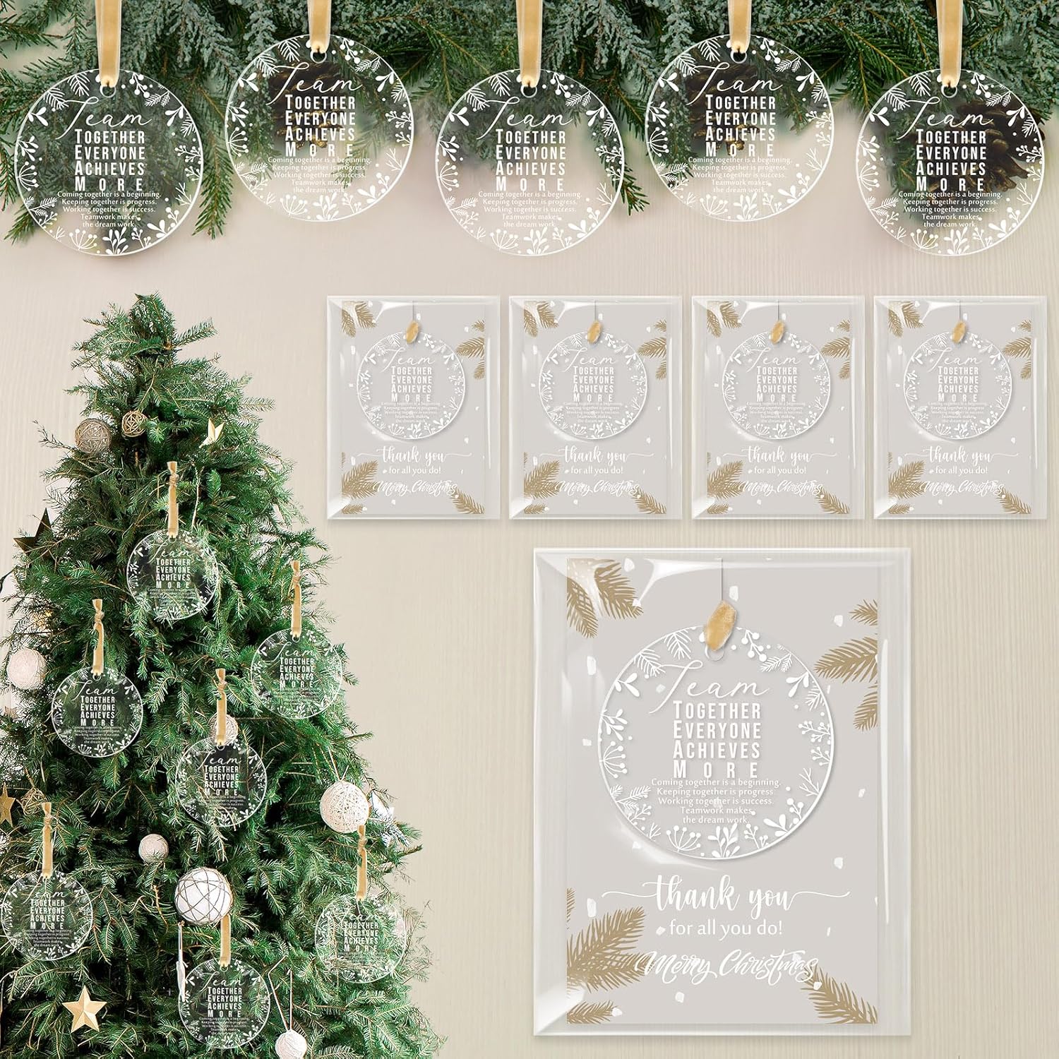 Amazon.com: 50 Sets Christmas Team Gifts Coworker Employee Ornament ...