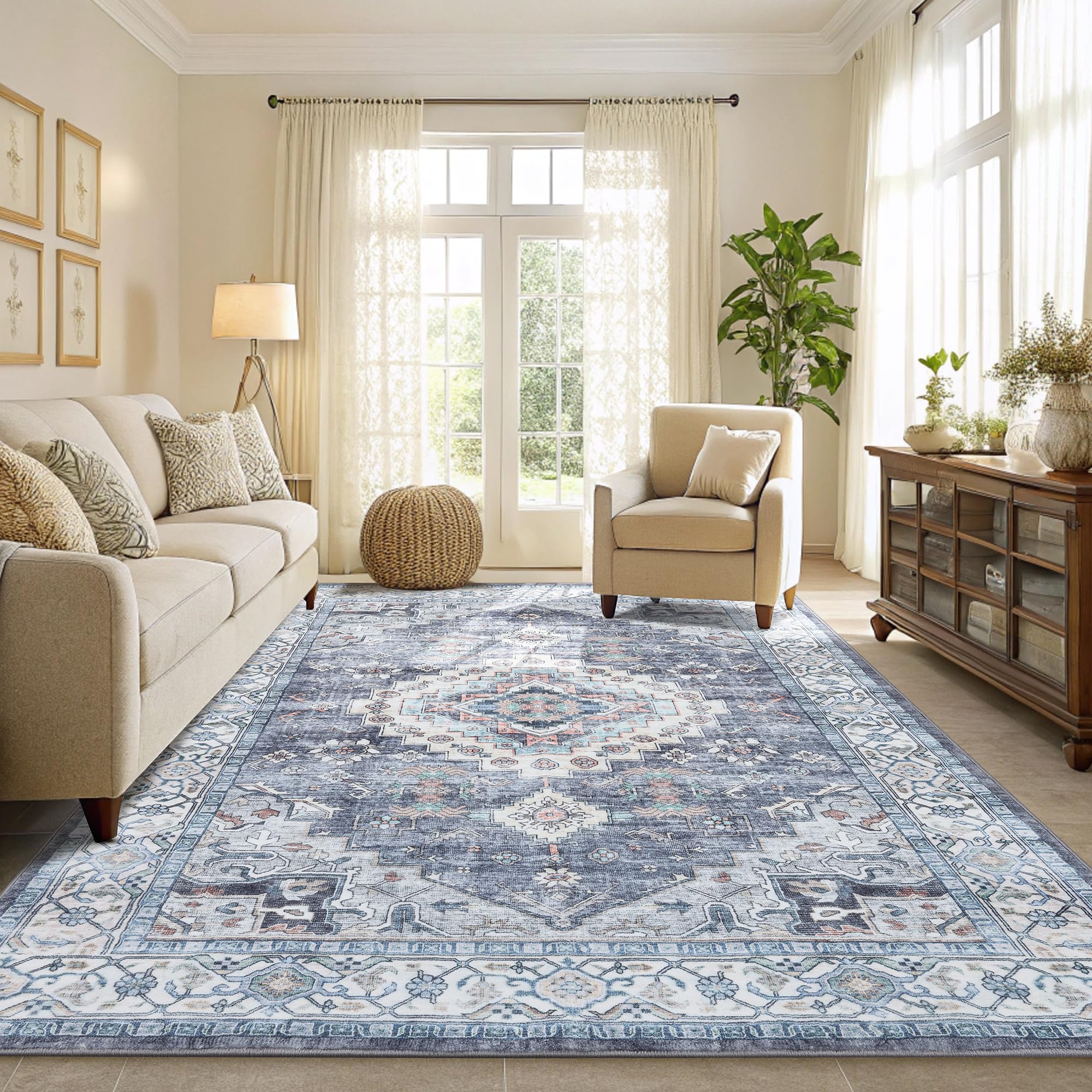 Amazon.com: Smiry Area Rugs for Living Room Bedroom, Machine Washable ...