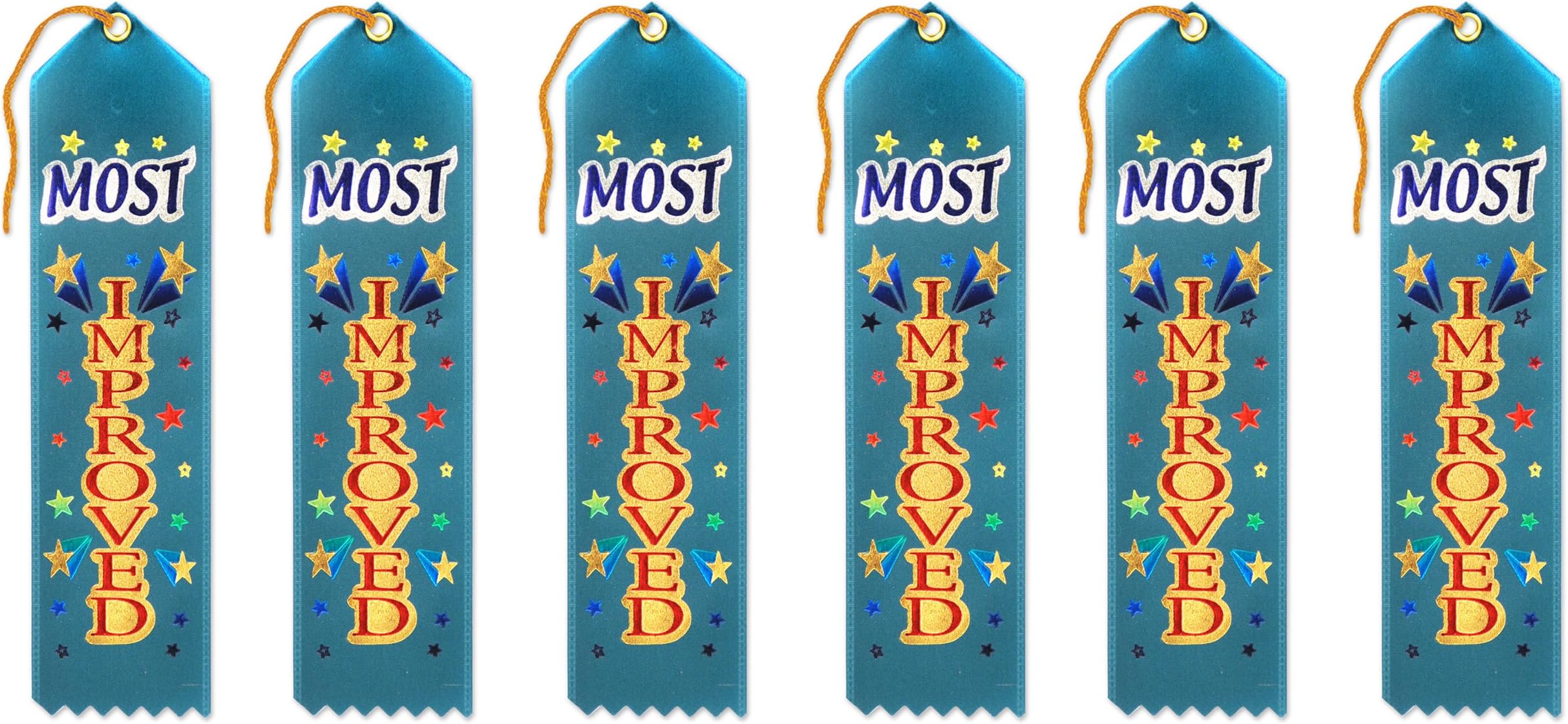 Amazon.com: Beistle Most Improved Award Ribbons, 2 by 8-Inch, 6-Pack ...