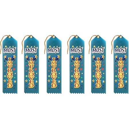 Amazon.com: Beistle Most Improved Award Ribbons, 2 by 8-Inch, 6-Pack ...