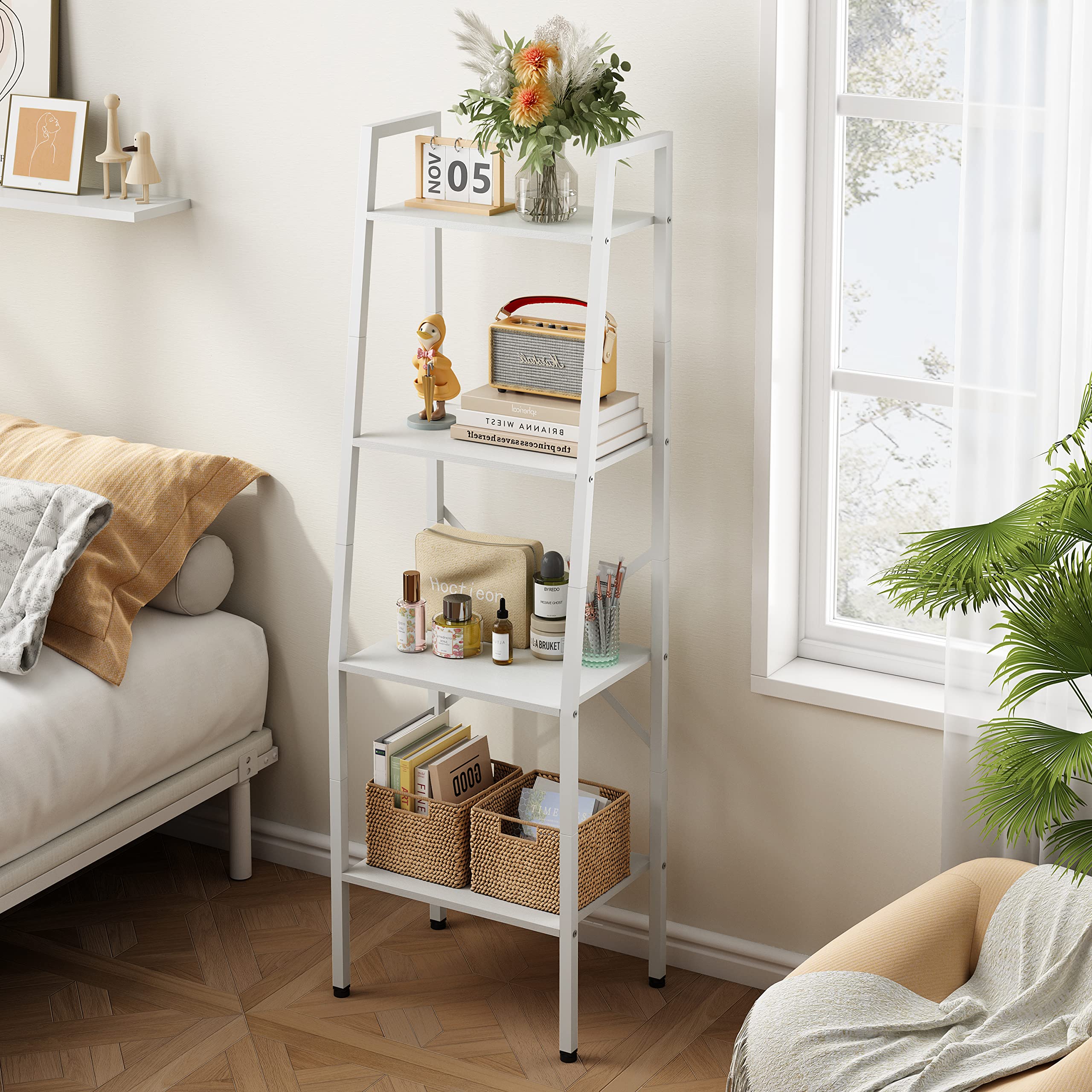 Snapklik.com : Hoctieon Ladder Shelf Bookcase, 4-Tier Ladder Bookshelf ...