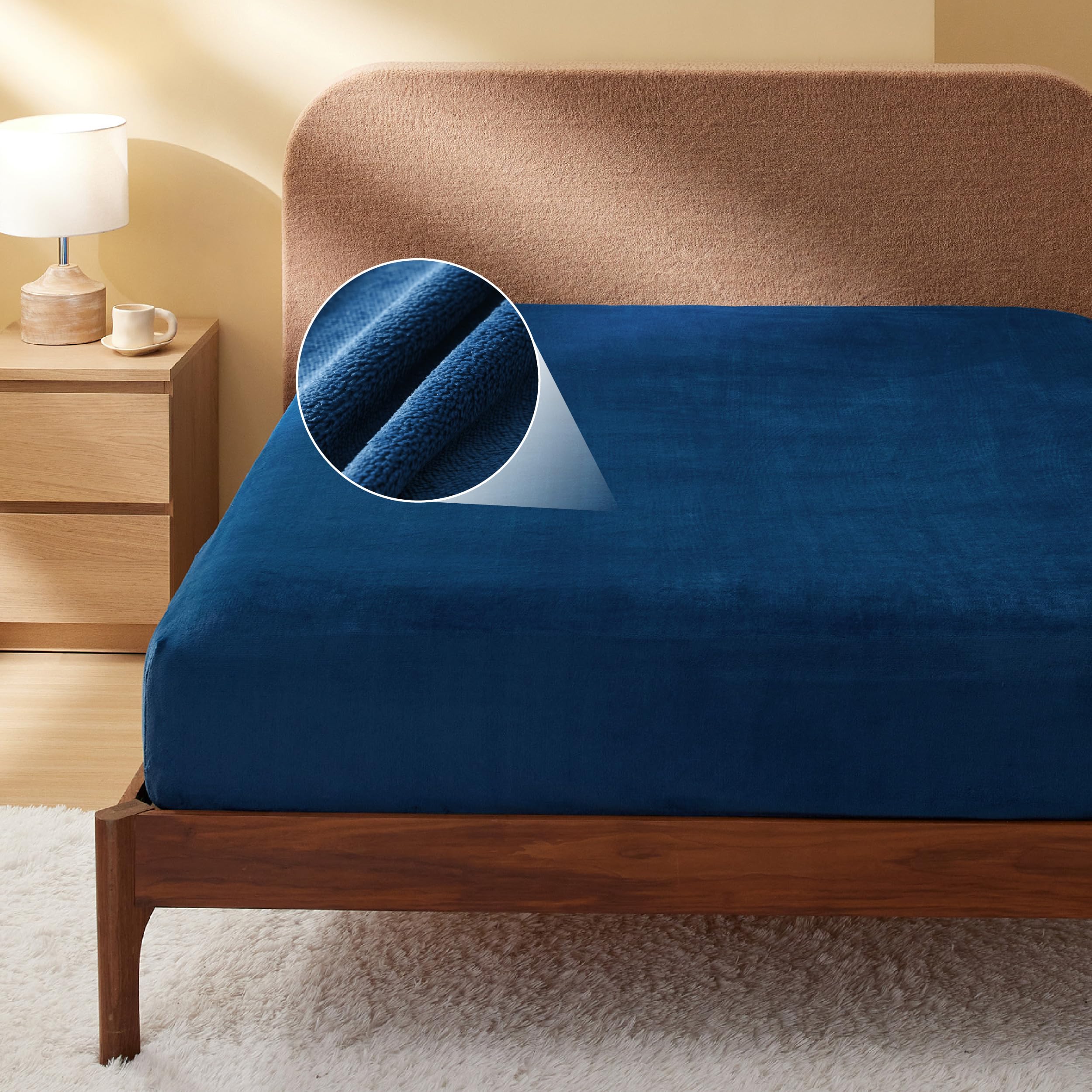 Amazon.com: Bedsure Fleece Fitted Sheet King Size, Gift for Women Men, Velvety Soft Deep Pocket ...