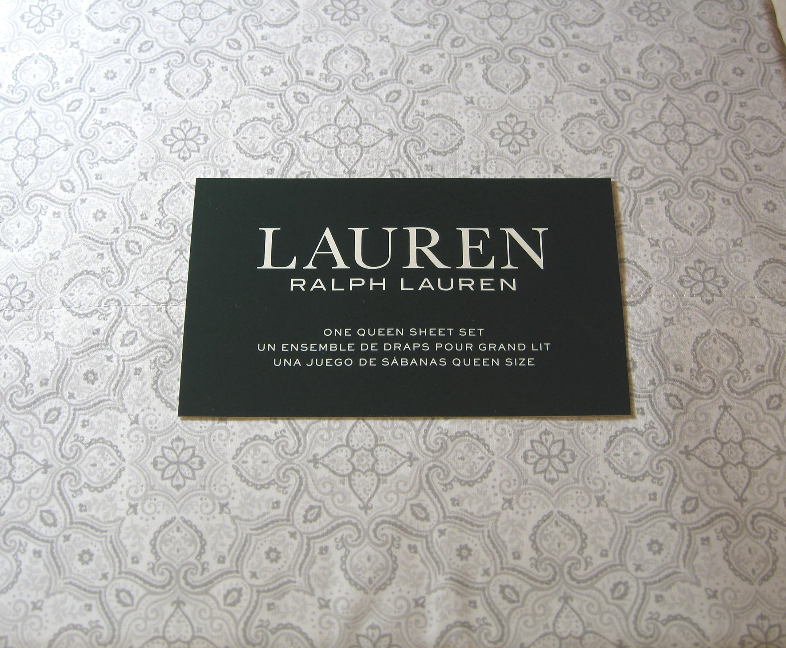 Amazon.com: Lauren Ralph Lauren Willa Queen Sheet Set 4-Pcs Blue Cream ...
