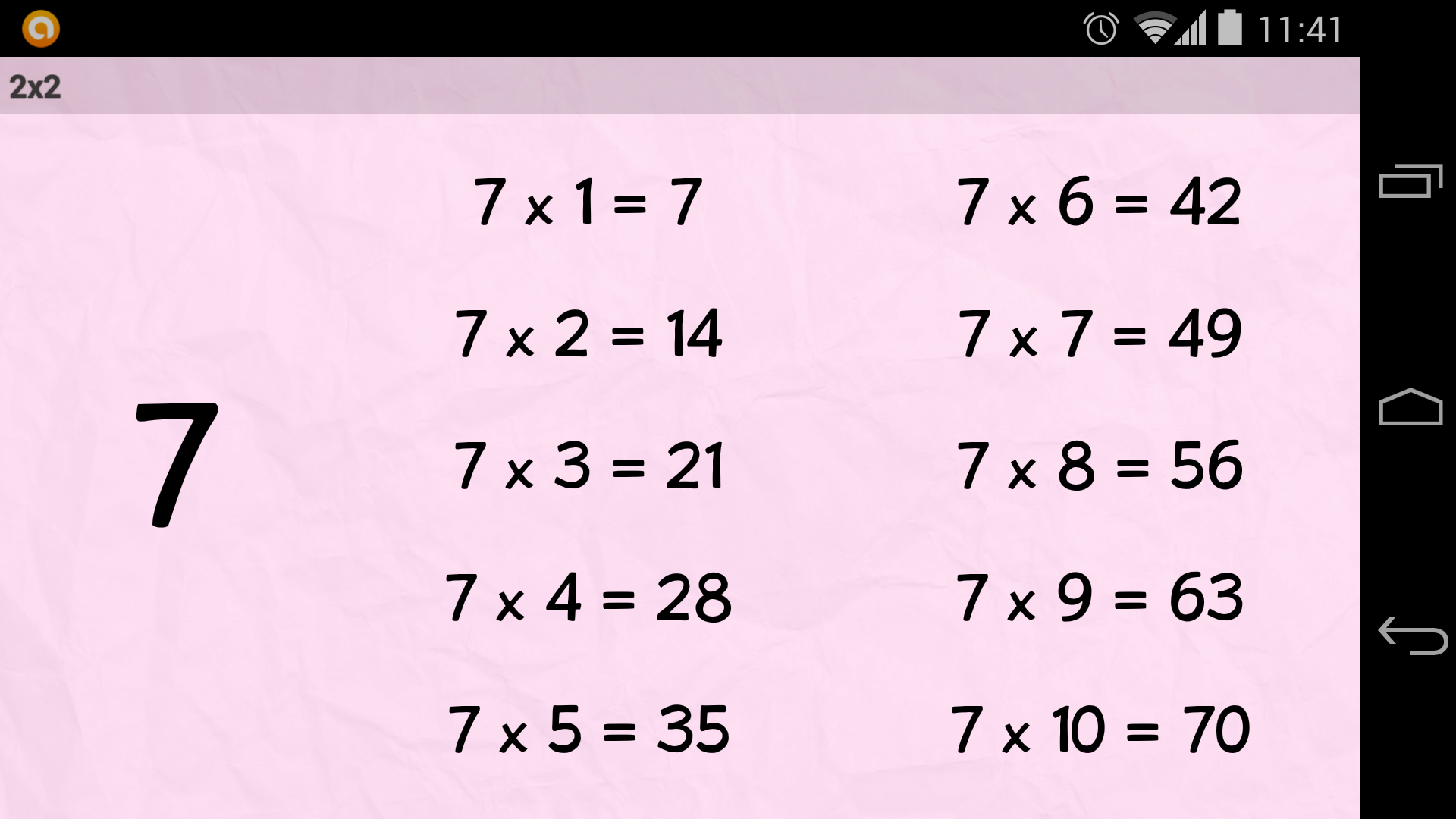 2x2 Easy Multiplication Tables Full - App on Amazon Appstore