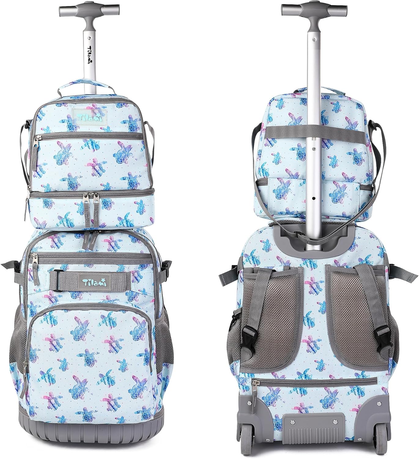 Tilami Rolling Backpack 19 inch with Lunchbox Wheeled Laptop Backpack ...