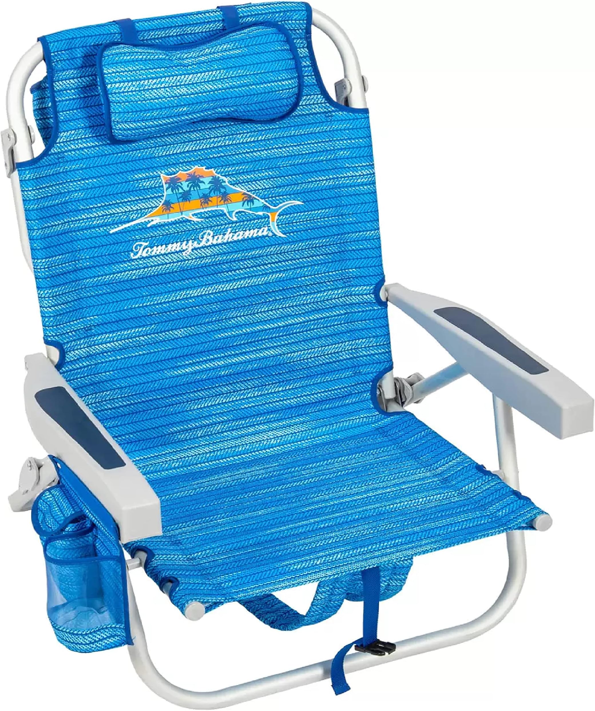 Deluxe Blue Foldable Beach Chair - Tommy Bahama Folding Chair Sun ...