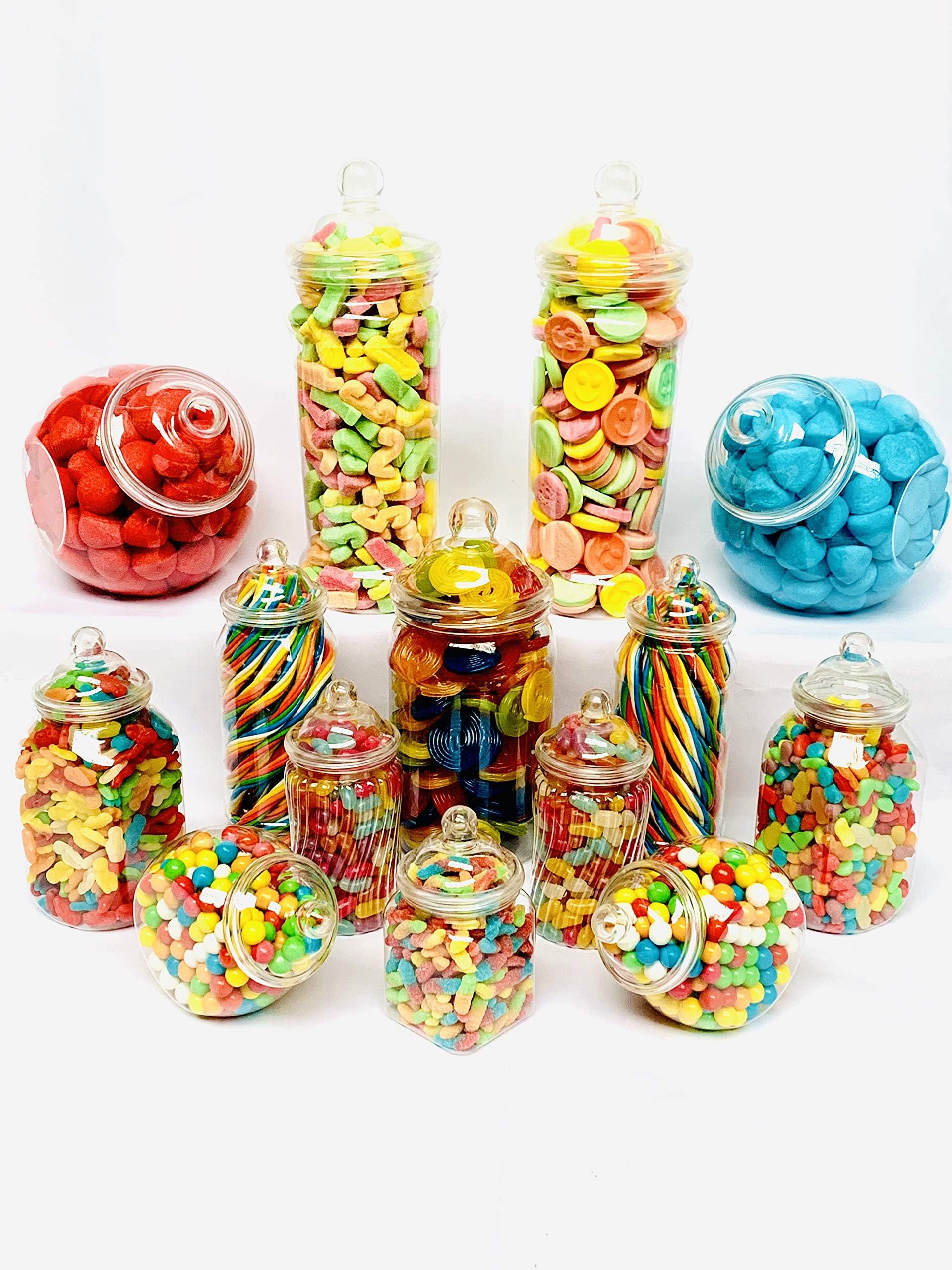 Amazon.com: 14 Retro Mixed Plastic Sweet Jars for Pick & Mix, Victorian ...