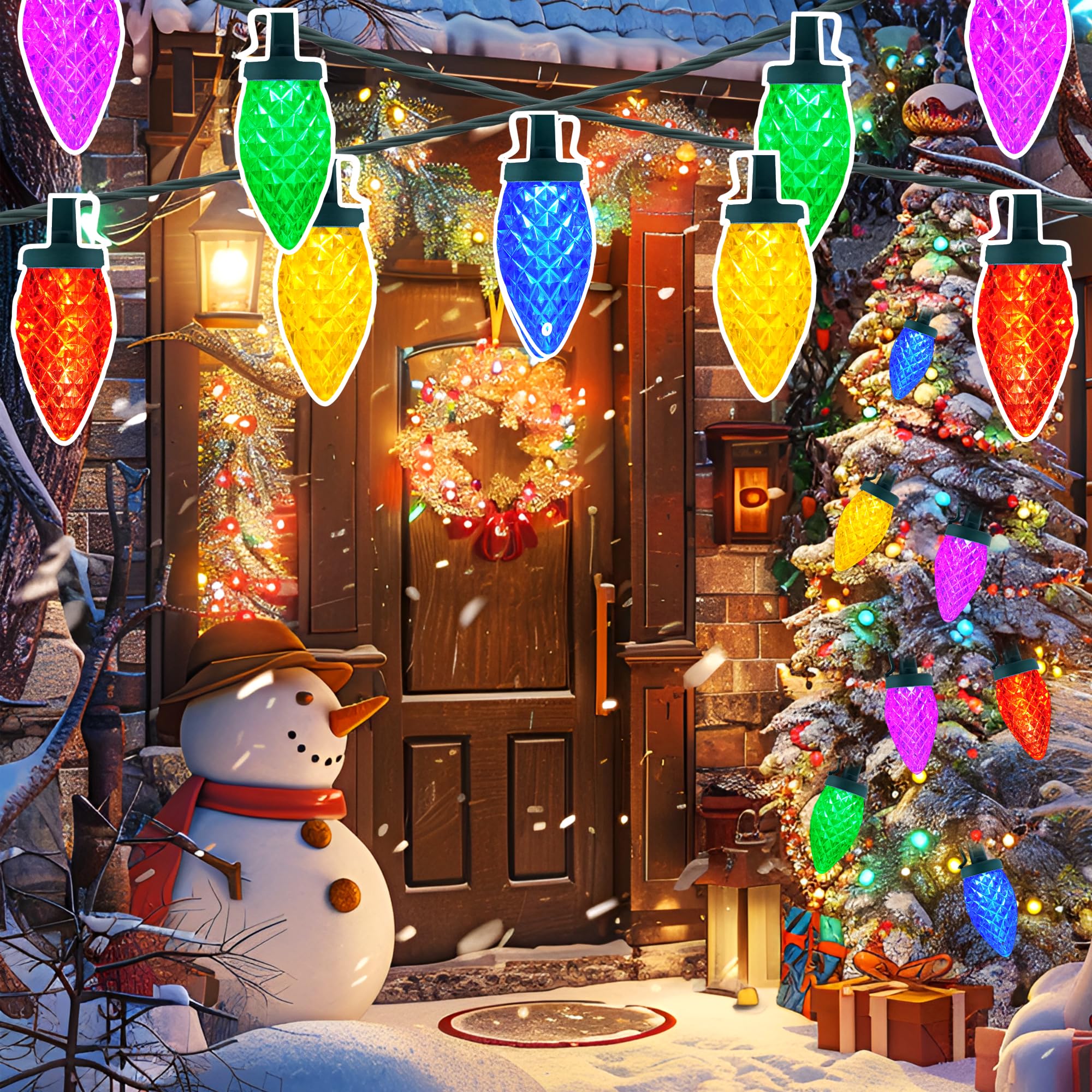 C9 LED Christmas Lights Outdoor, 50 LED 32 FT C9 String Lights for ...