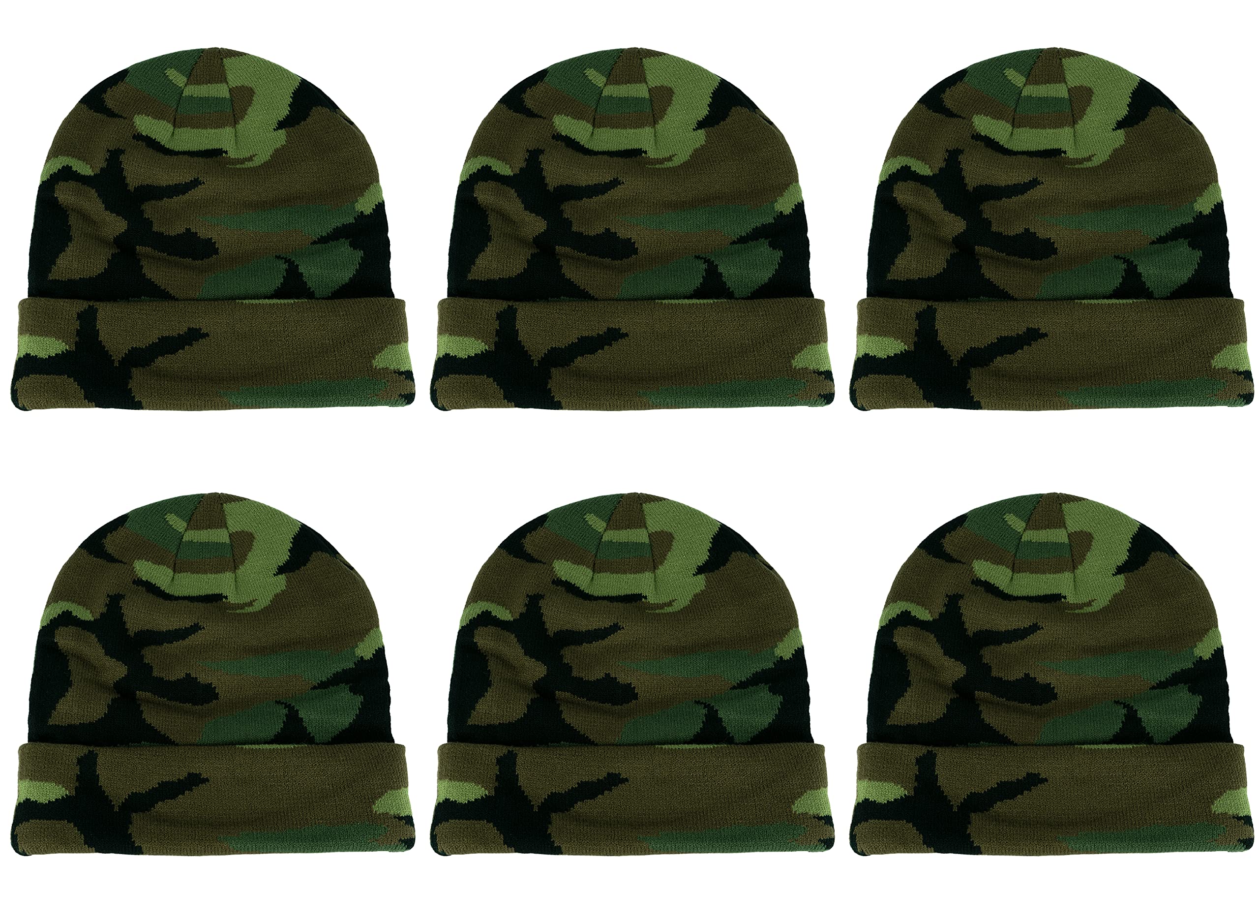 Gelante Unisex Knitted Winter Beanie Hat 6 Pcs. 2060A-Camo-6PC at ...